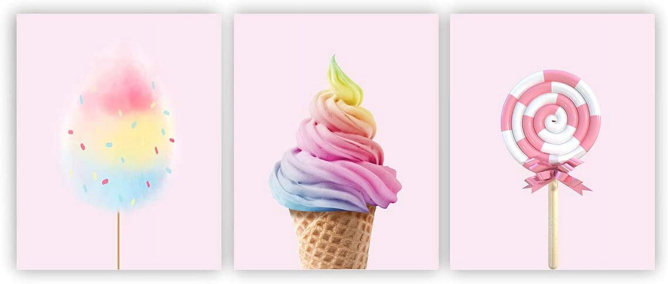 Candy Poster Rainbow Ice Cream Cotton Candy Wall Art Decor Girls ...