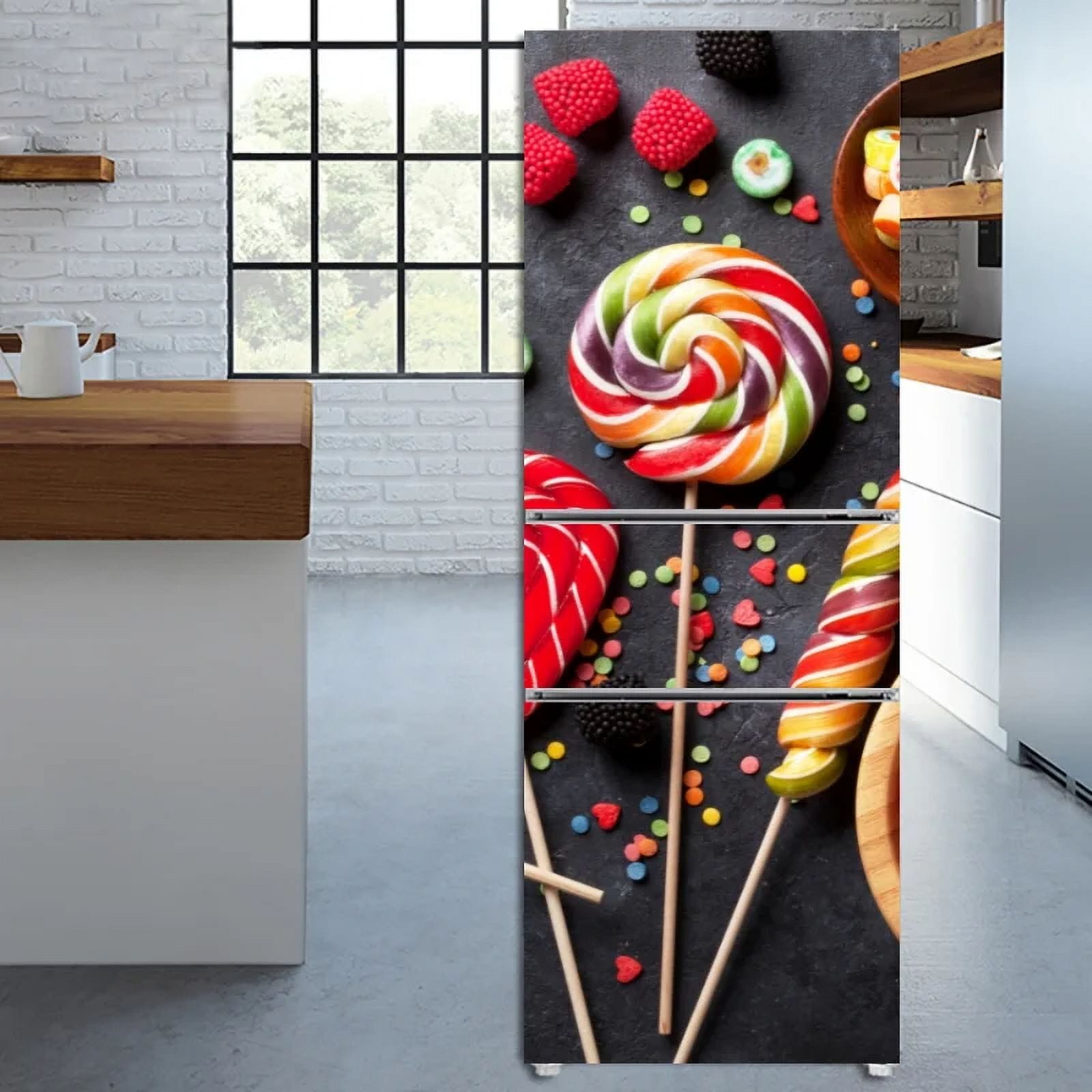 Candy Print Kitchen Fridge Decorative Stickers PVC Waterproof Duplex ...