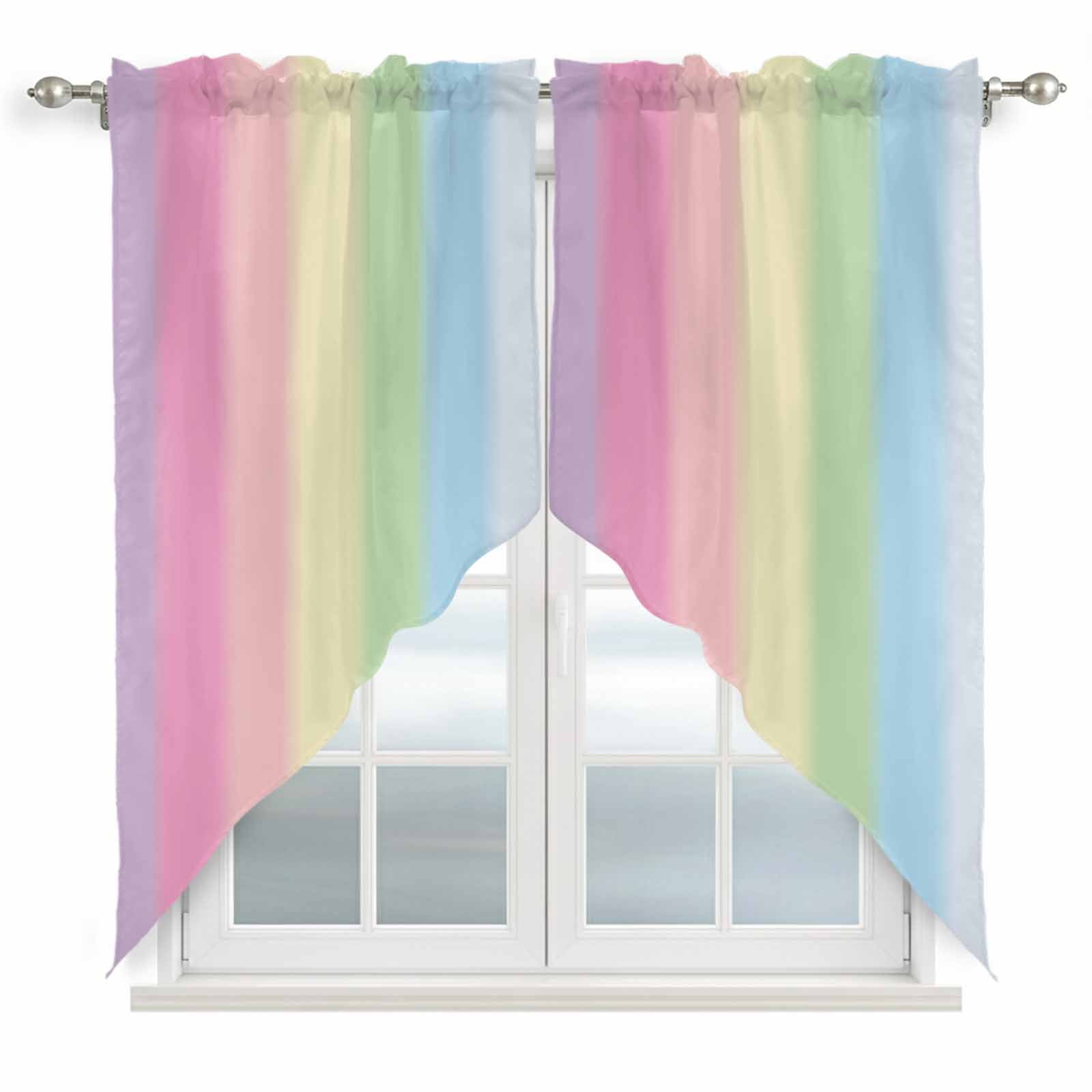 Candy Rainbow Swag Valances for Windows 63 inches Long, Stripes Swag ...