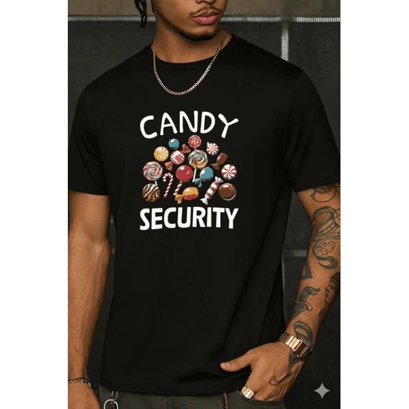 Candy Security Cartoon Holiday Fun Sweet Graphic Playful Unisex T-Shirt ...