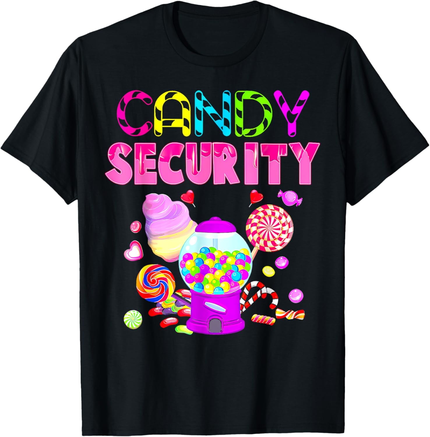 Candy Security Colorful Candy Themed Graphic T shirt with Gumball ...