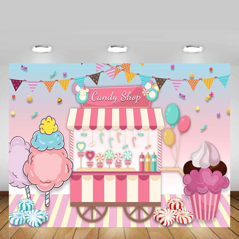 Candy Shop Candyland Girl Birthday Party Pink Backdrops Sweet Lollipop ...
