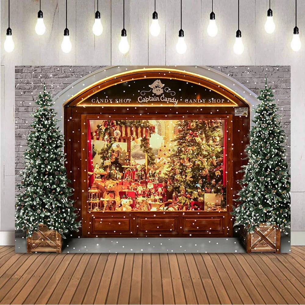 Candy Shop Christmas Backdrop for Photography Wood Windows Kids ...
