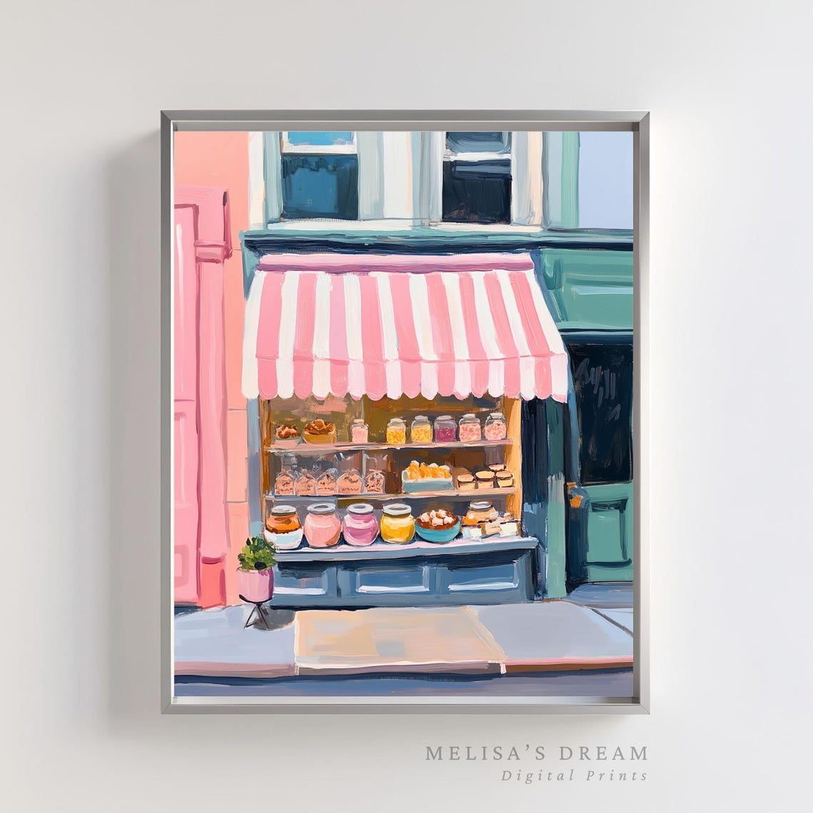Candy Shop Wall Art – Whimsical Pink Storefront With Jars, Pastel Sweet ...