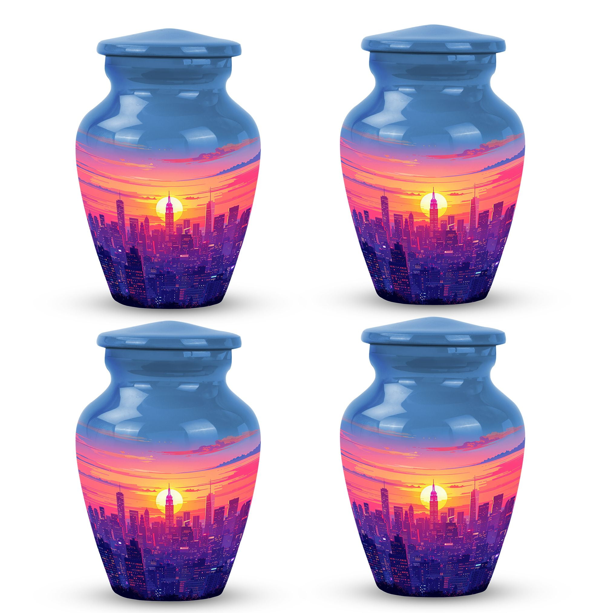 Candy Skyline at Dusk - Mini Urn for Women's Ashes - Compact Funeral ...