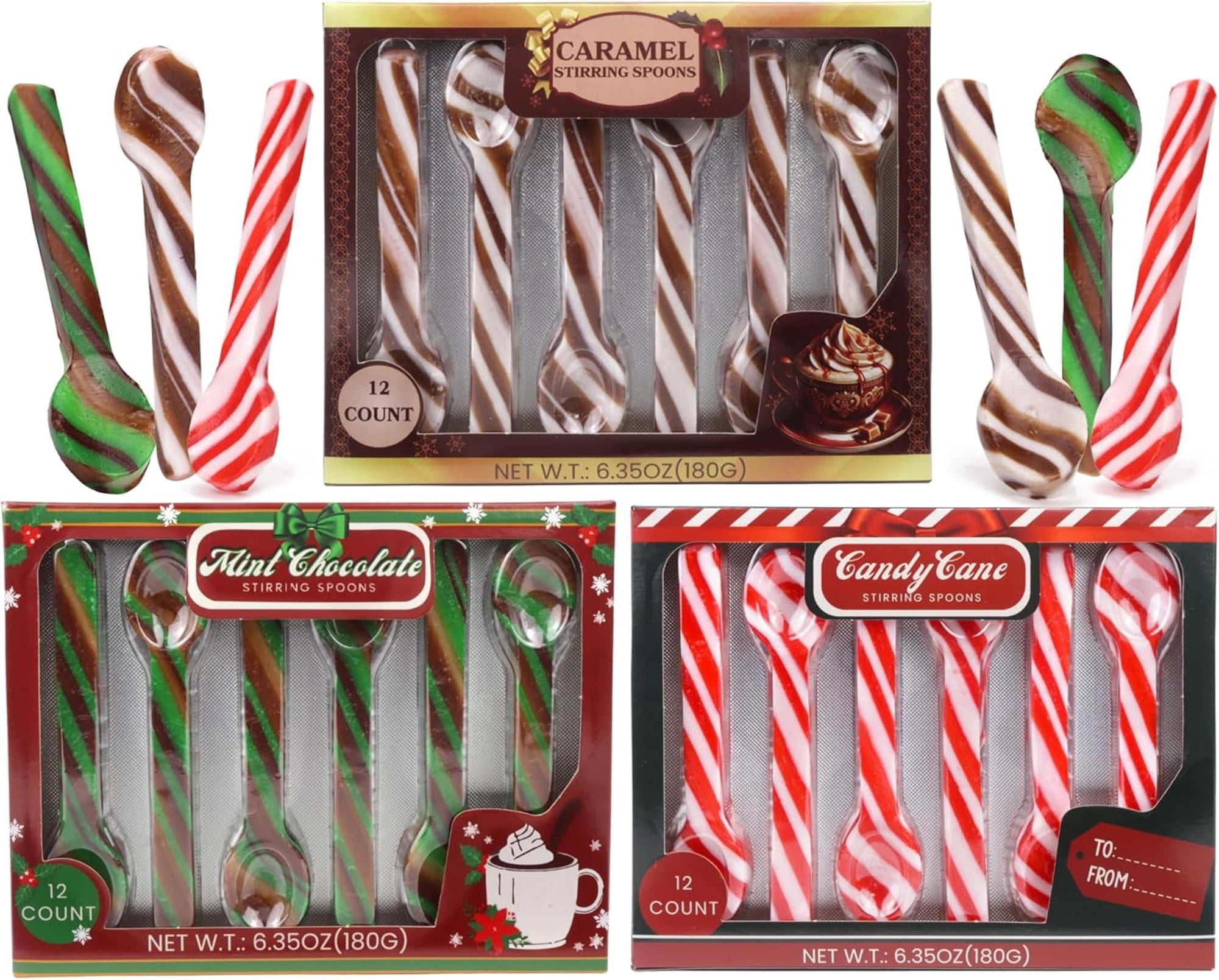 Candy Spoons Assortment, Christmas Stirring Sticks, Pack of 3, 1 of ...