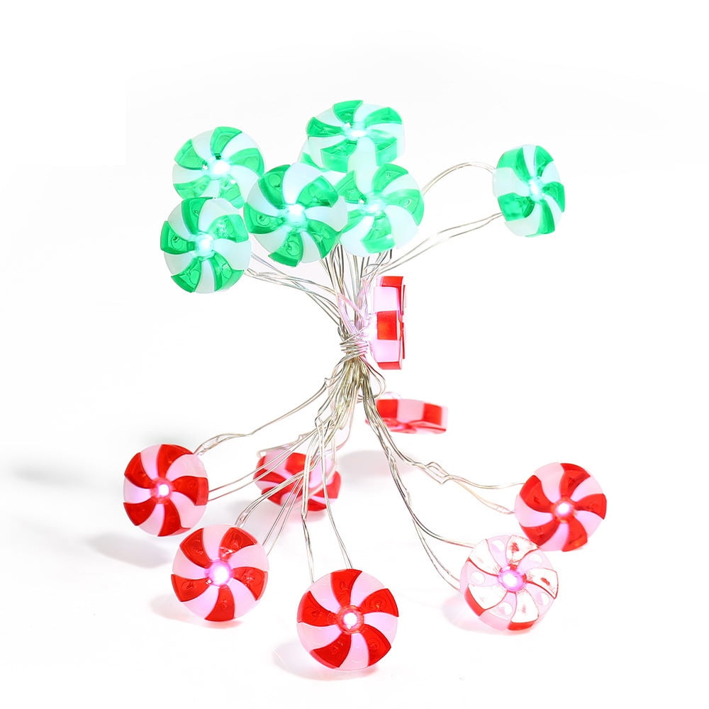 Candy String Lights, 9.8ft Sugar Peppermints Candy Lights with 30 Candy ...