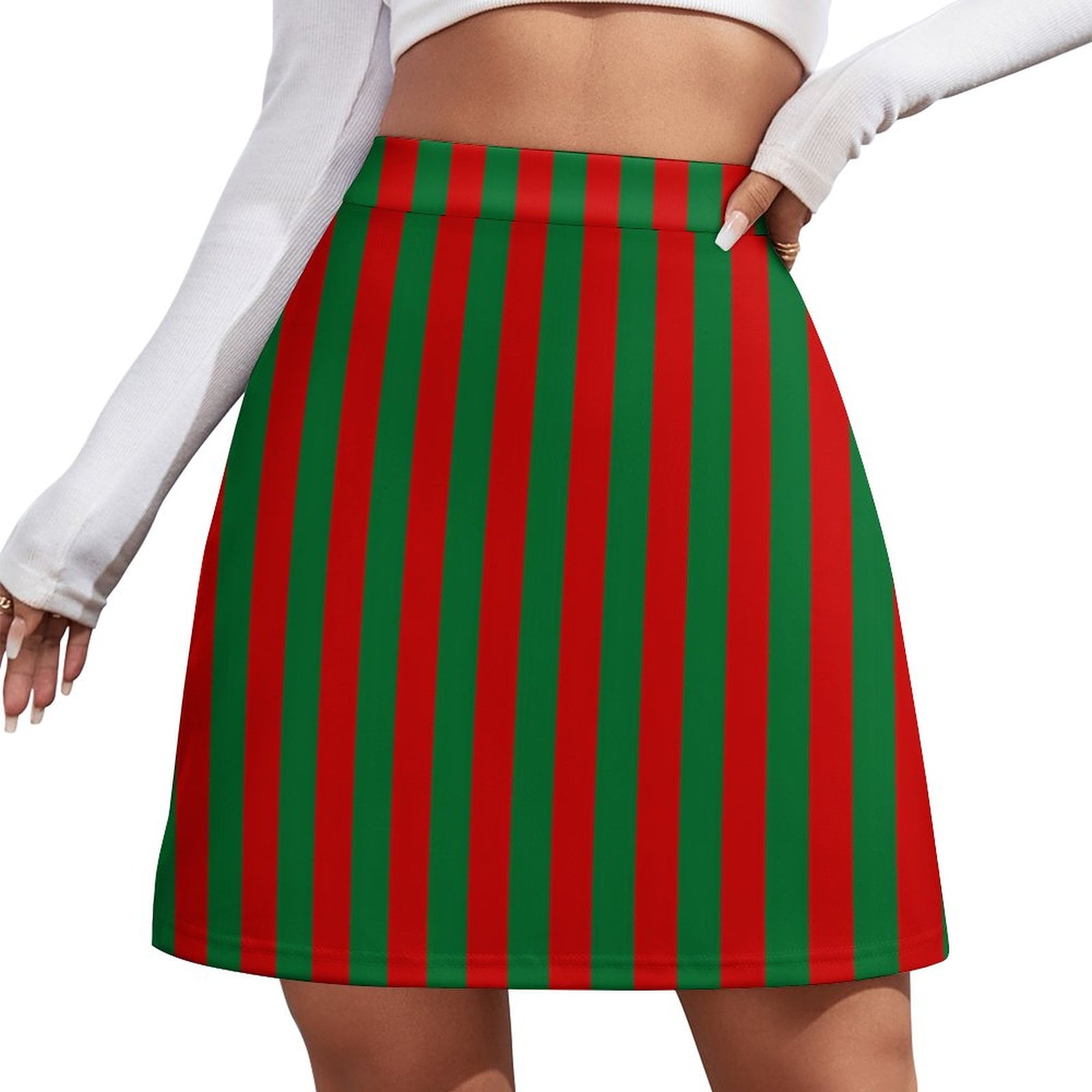 Candy Striped Skirt Woman Red And White Cute Mini Skirts High Waist ...