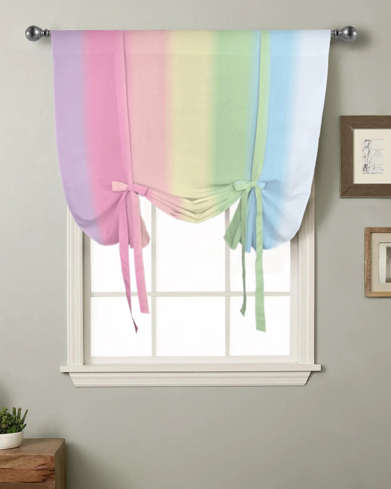 Candy Stripes Kitchen Short Window Curtain Rod Pocket Curtains Home ...