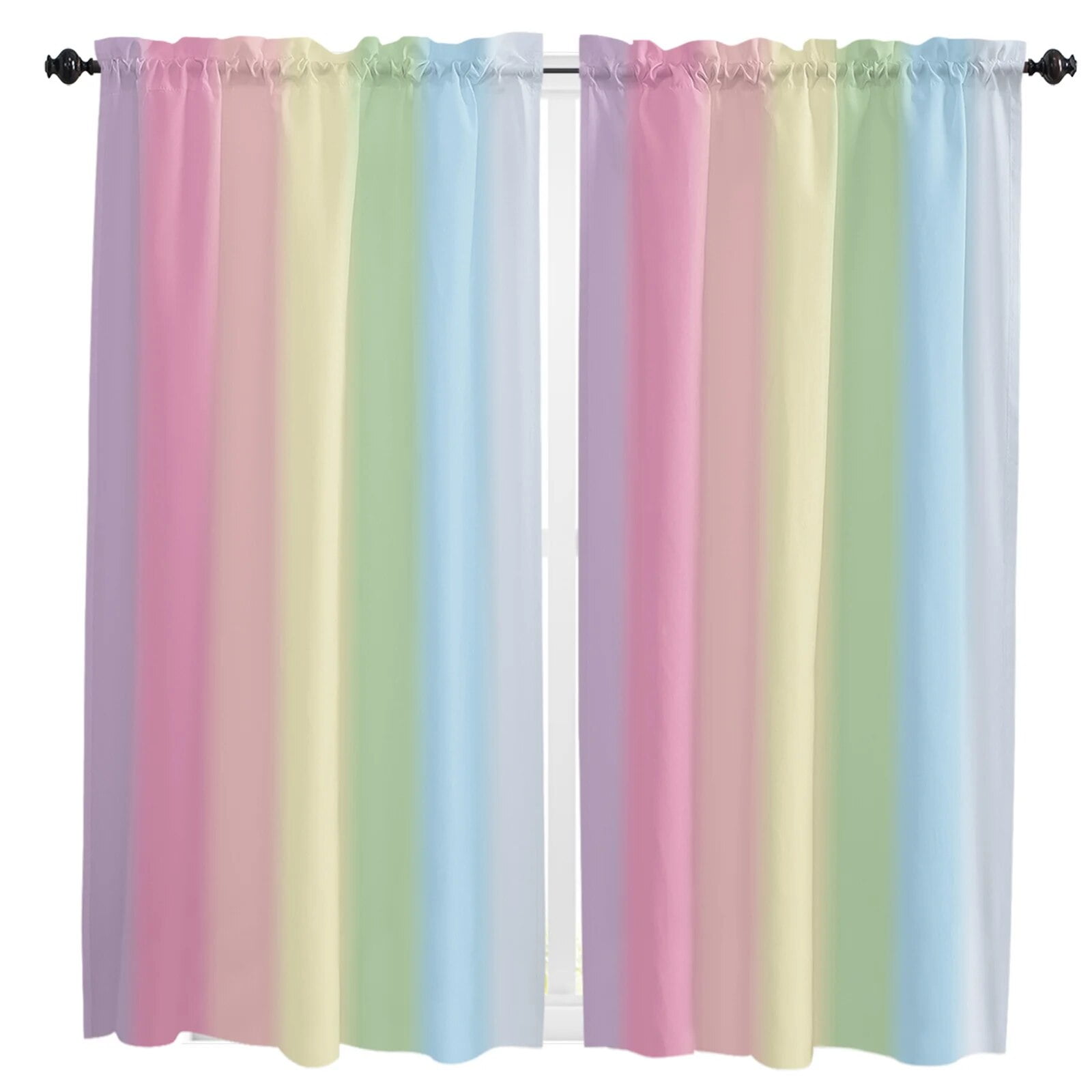 Candy Stripes Small Curtain Rod Pocket Short Curtains Half Drapes ...