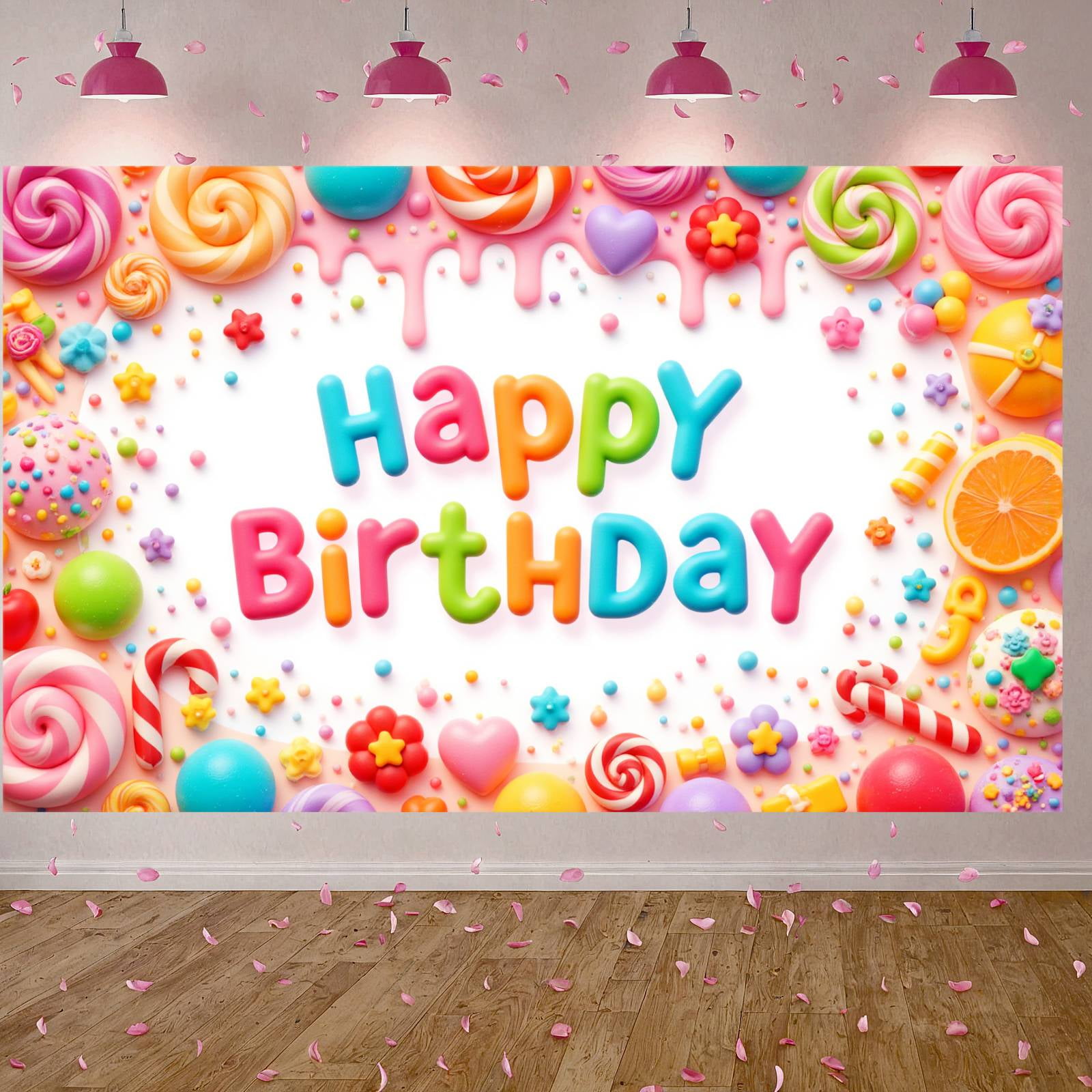 Candy Theme Banner Colorful Style Sweet Party Backdrop Sweet Design ...