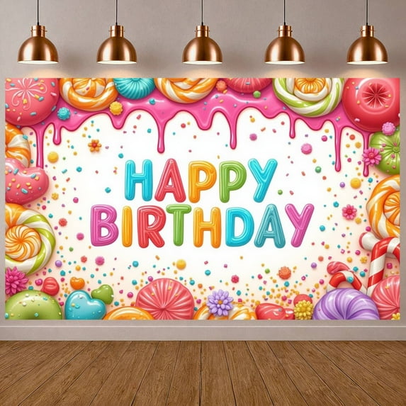 Candy Theme Banner Colorful Style Sweet Party Backdrop Sweet Design ...