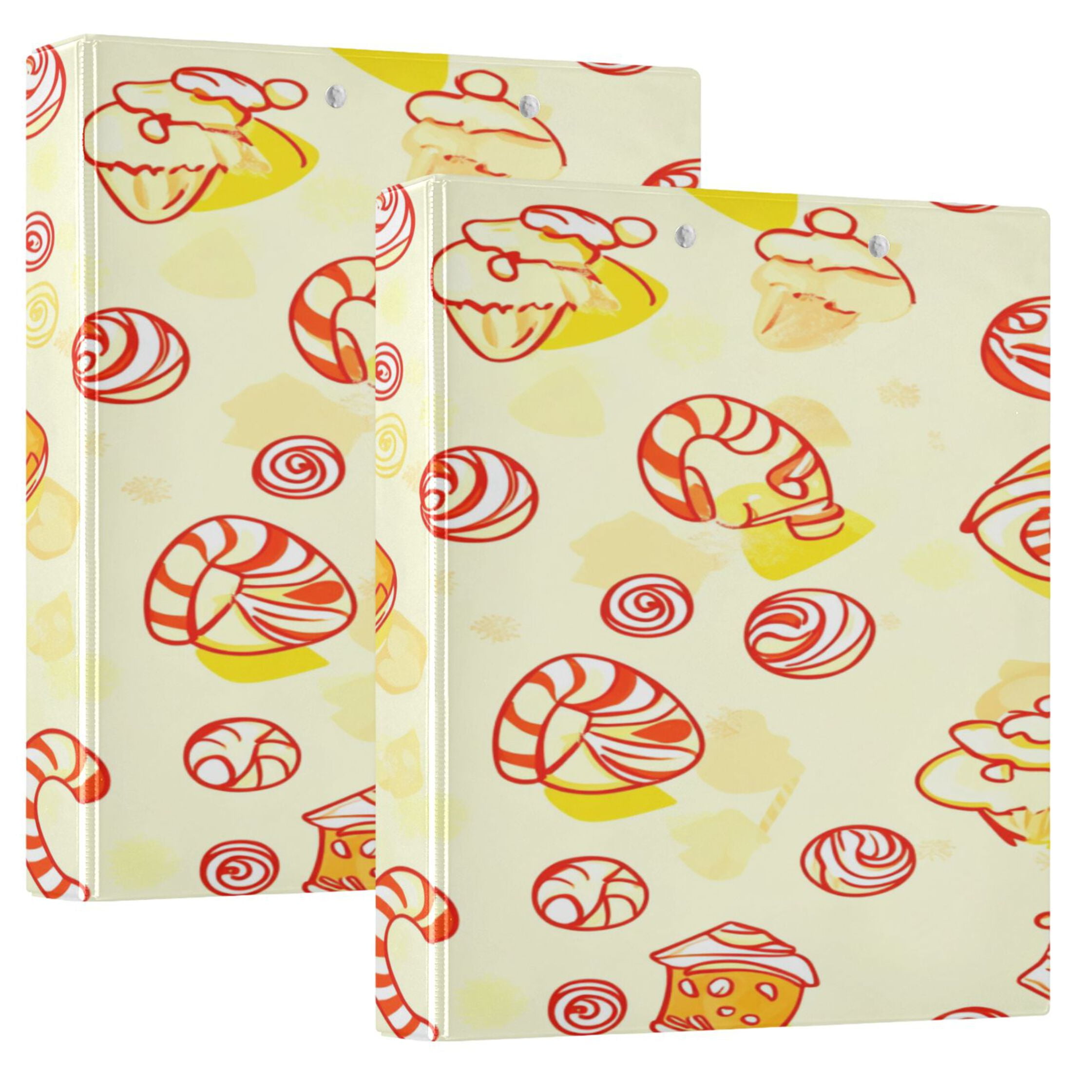 Candy Theme Pattern 12.4x10.6in PVC Round Ring Binder, D-Ring 3-Hole ...