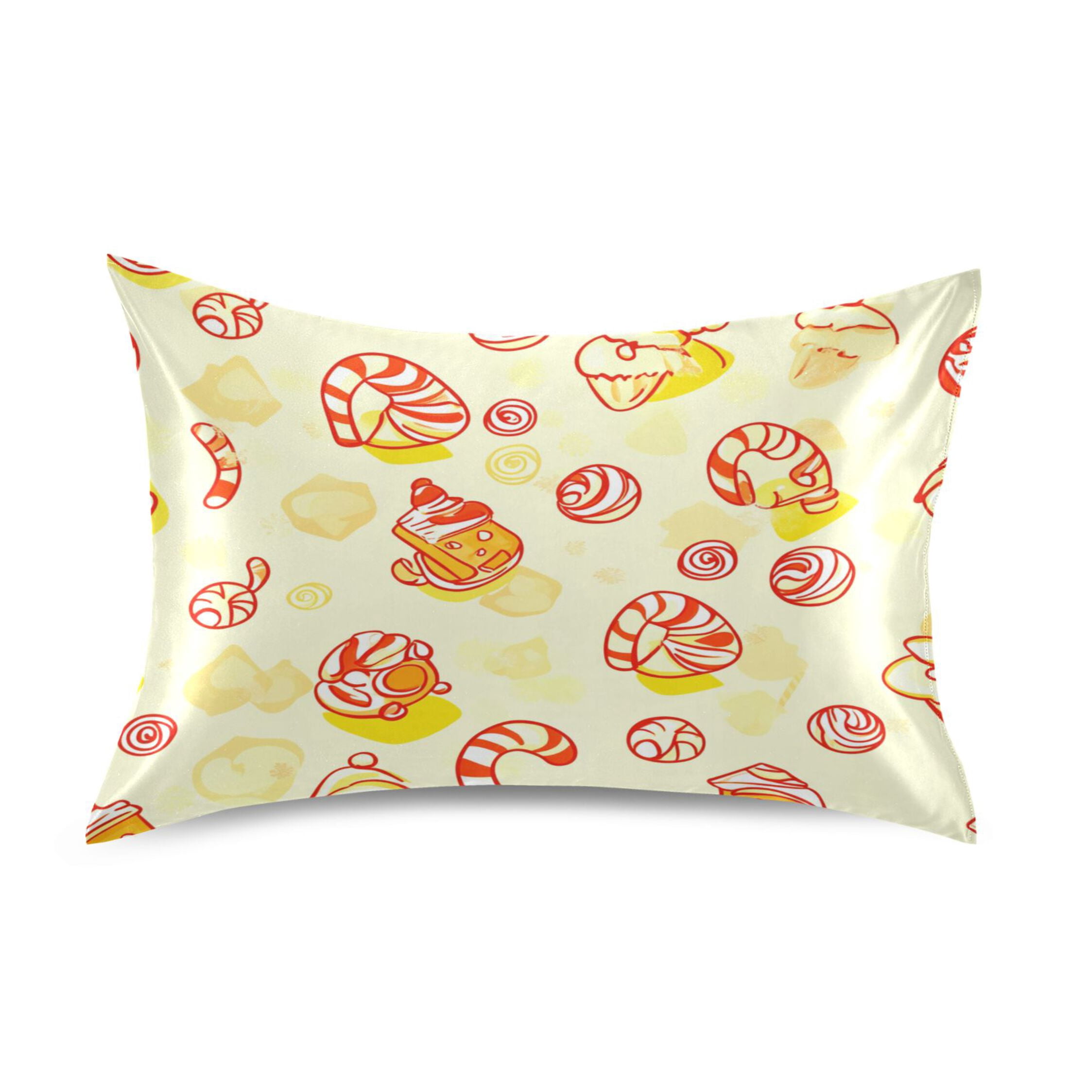 Candy Theme Pattern Queen Size Pillowcase Silky Smooth Finish Anti ...