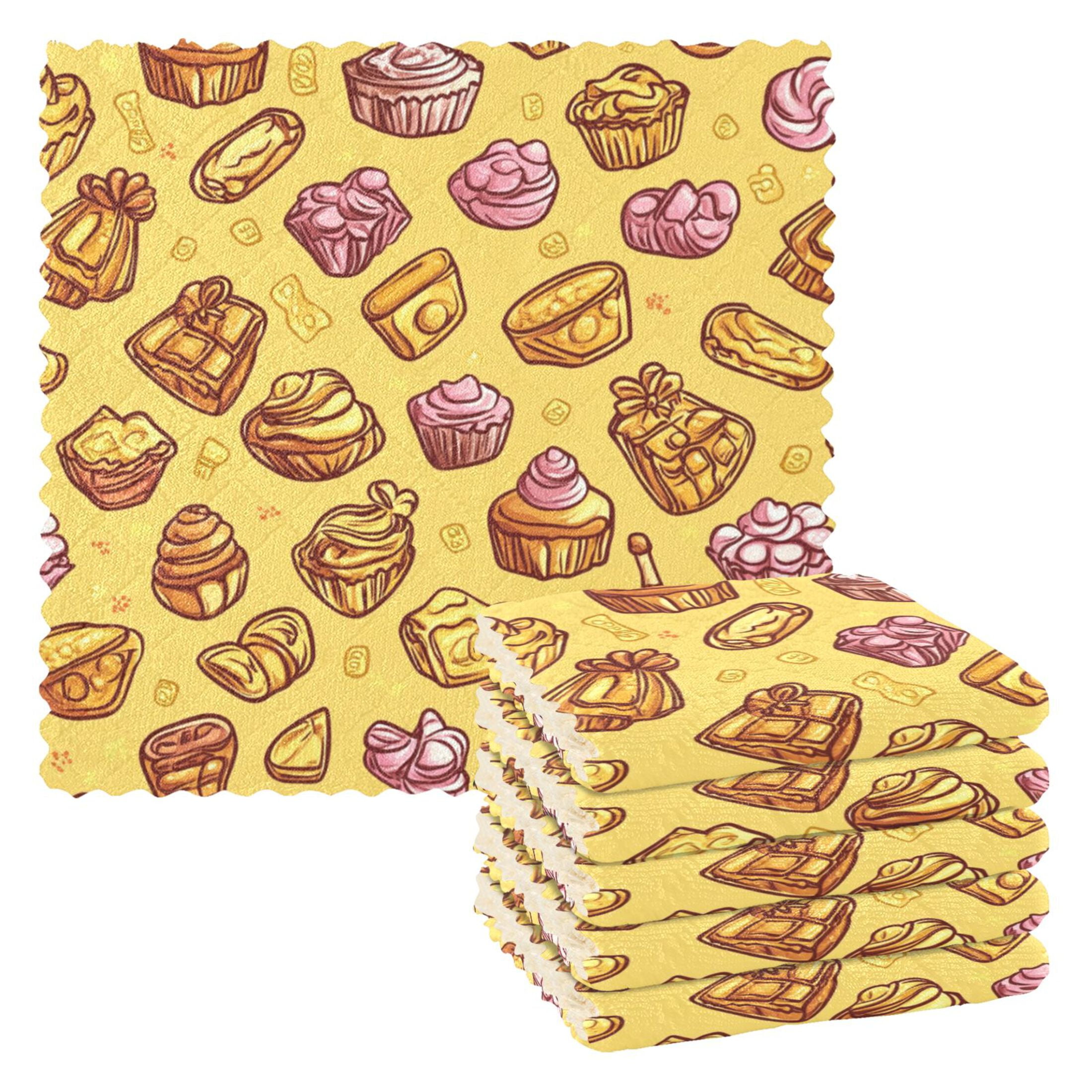 Candy Themed Retro Pattern 6 Pack Kitchen Cleaning Cloths 11'' x 11 ...