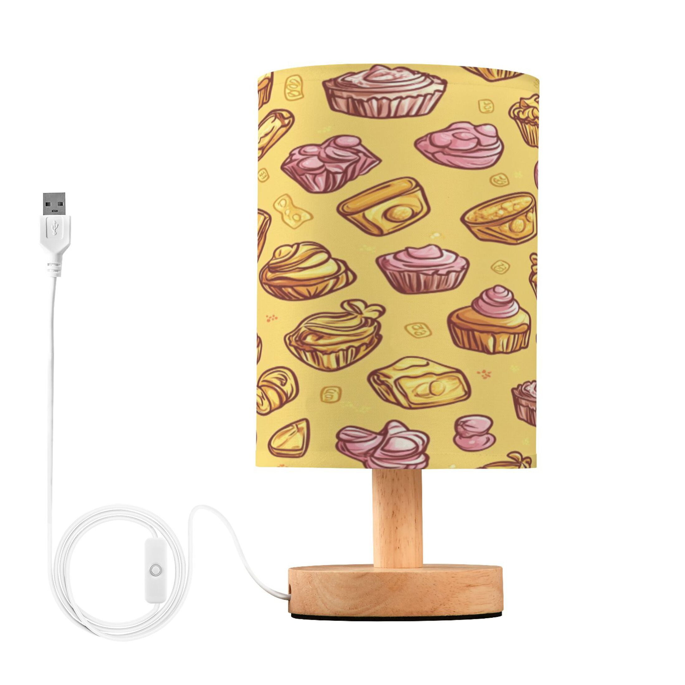 Candy Themed Retro Pattern USB Powered Canvas Shade Desk Lamp LED Light ...