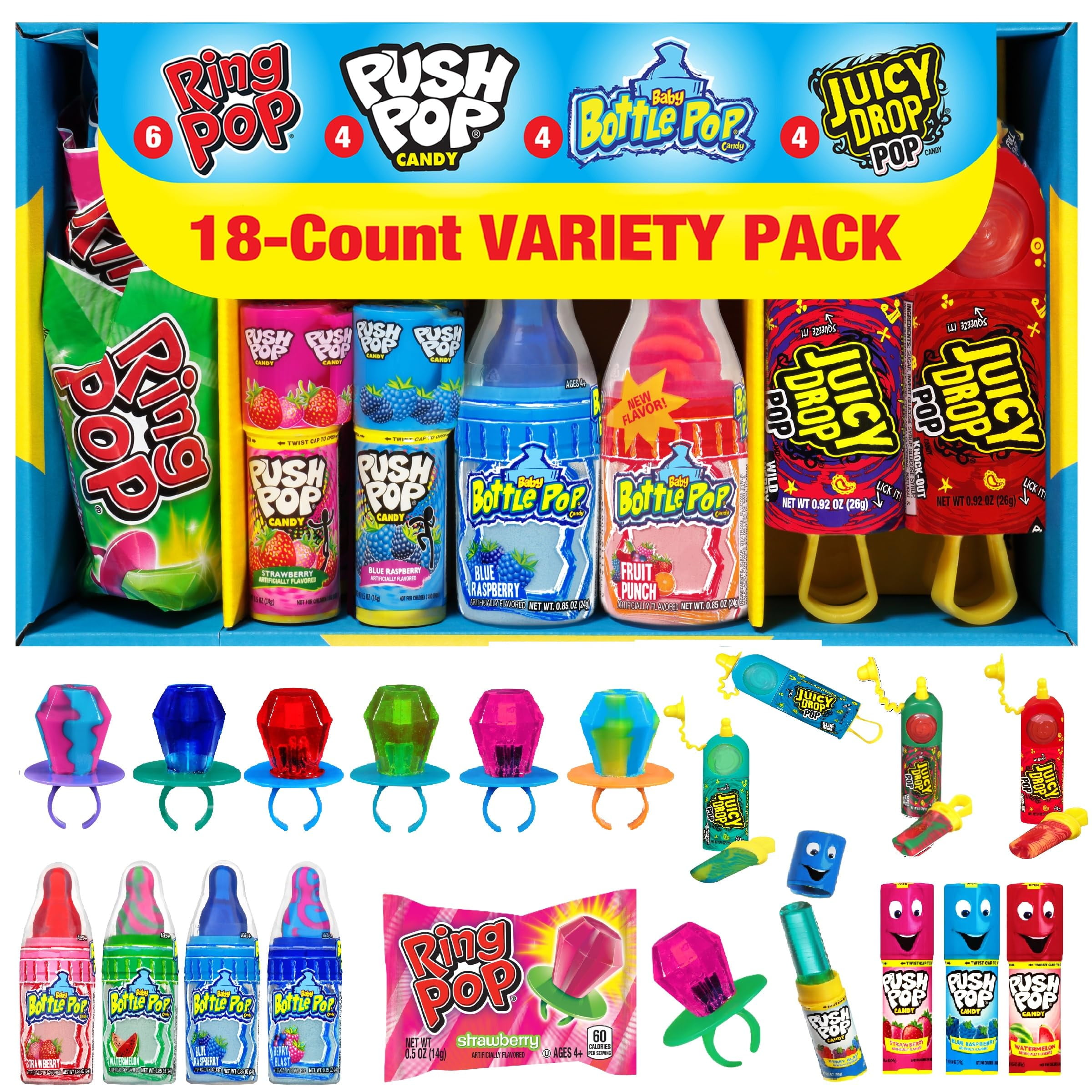 Candy Variety Pack - VTF5 18 Count Assorted Lollipops - Ring Pop, Push ...