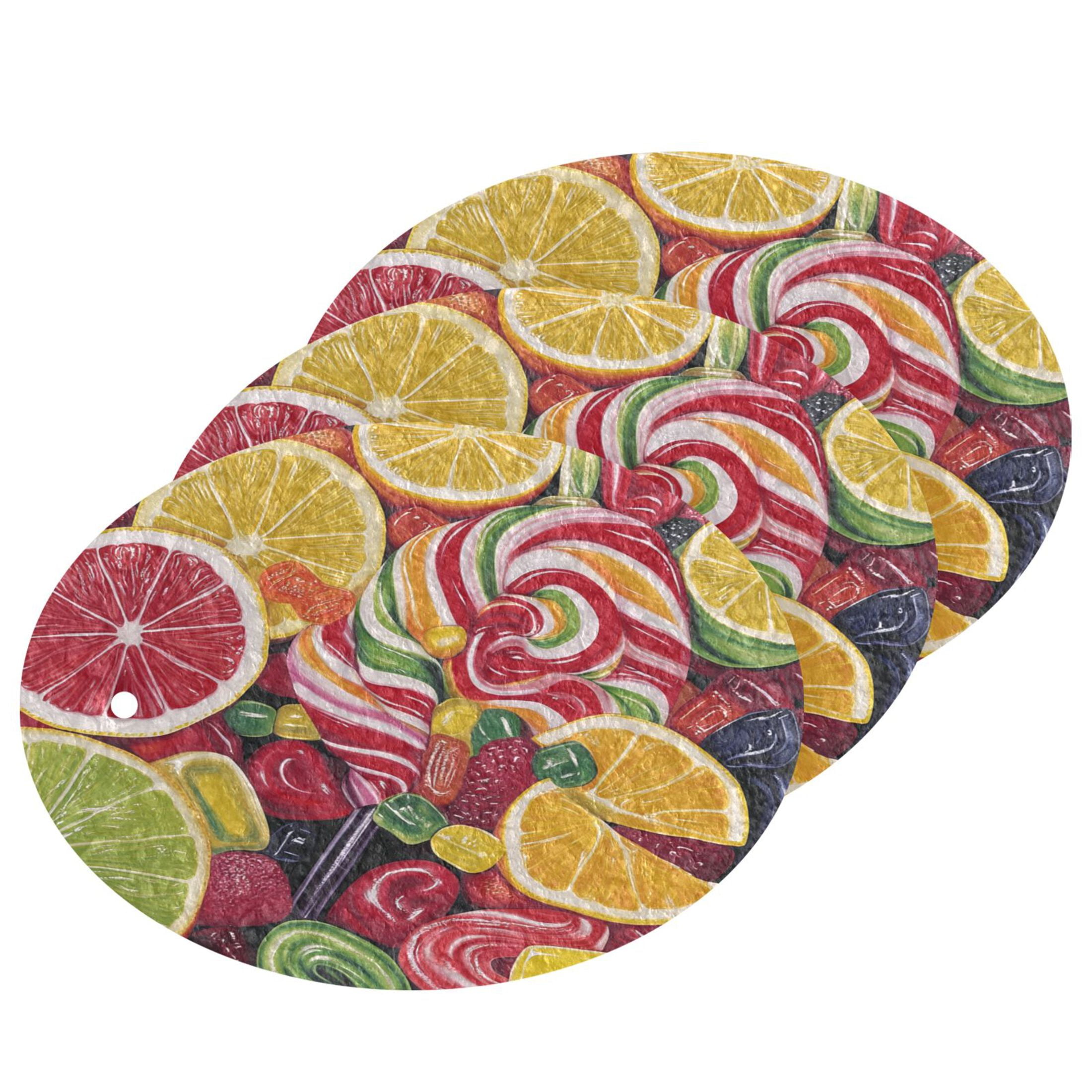 Candy and Fruits 3 Pack Wood Pulp Dishwashing Sponges, Highly Absorbent ...