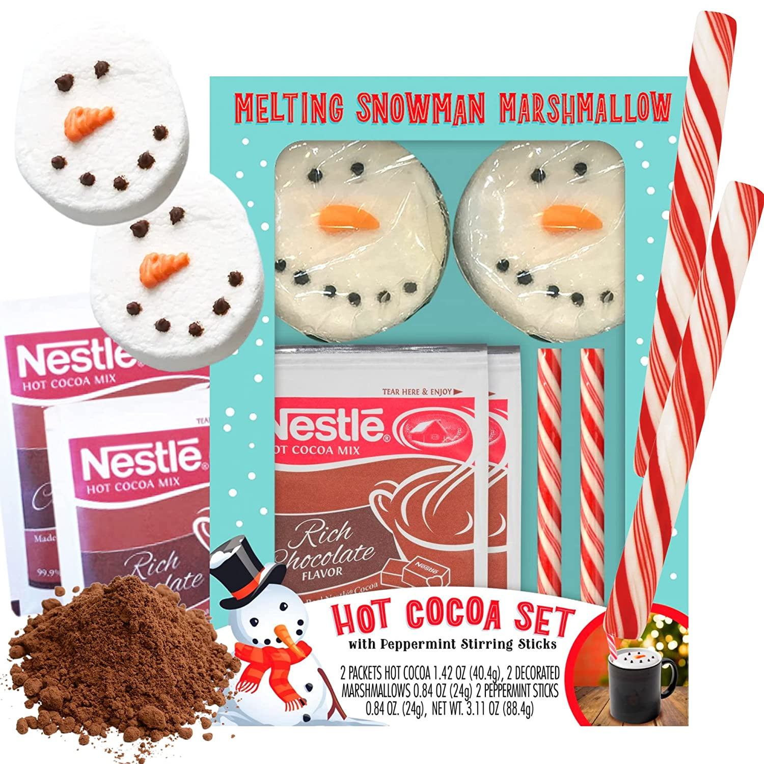 Melting Snowman Marshmallows Hot Cocoa Kit, Includes Snowmen ...