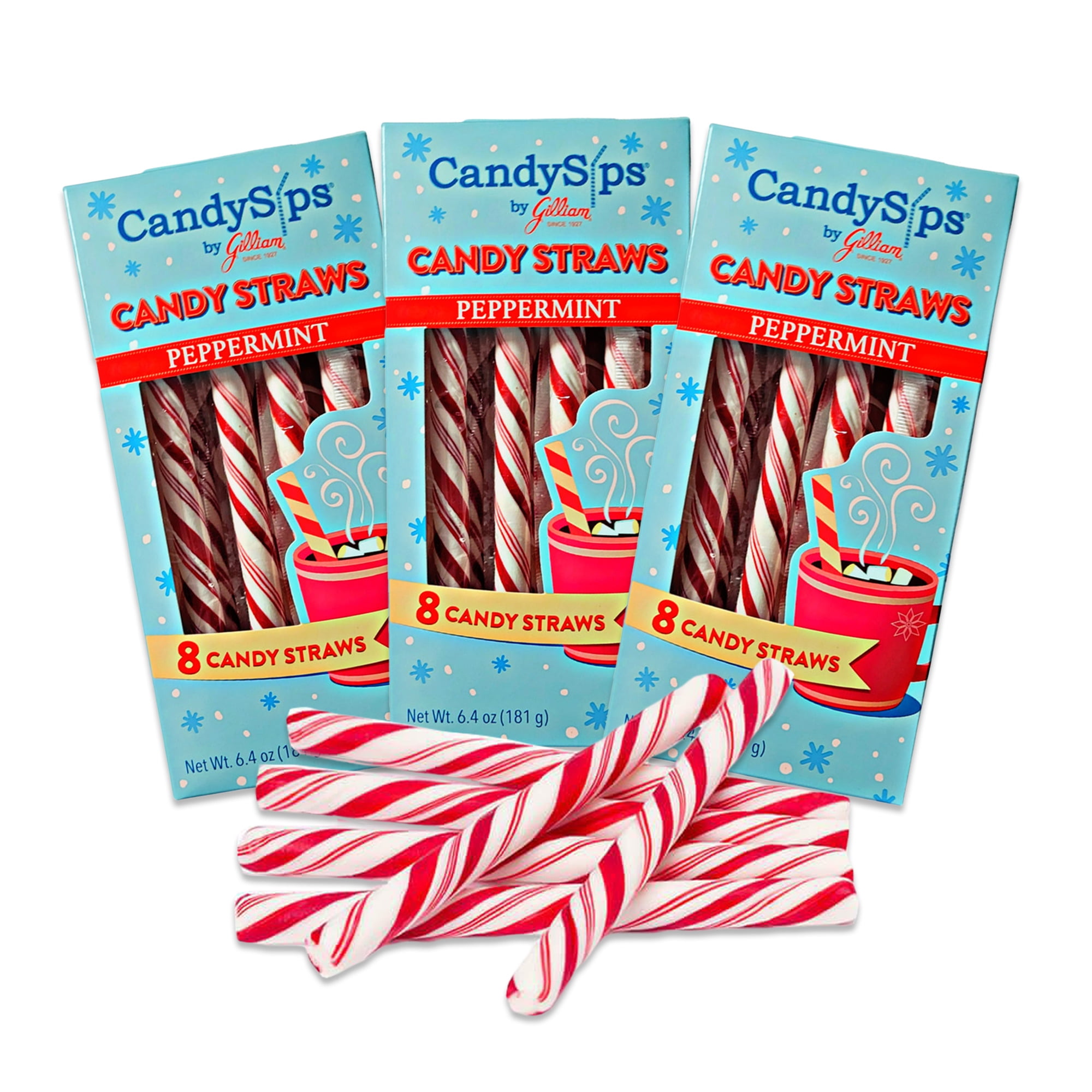 CandySips Gilliam Peppermint Candy Straws (Pack of 3) - Walmart.com