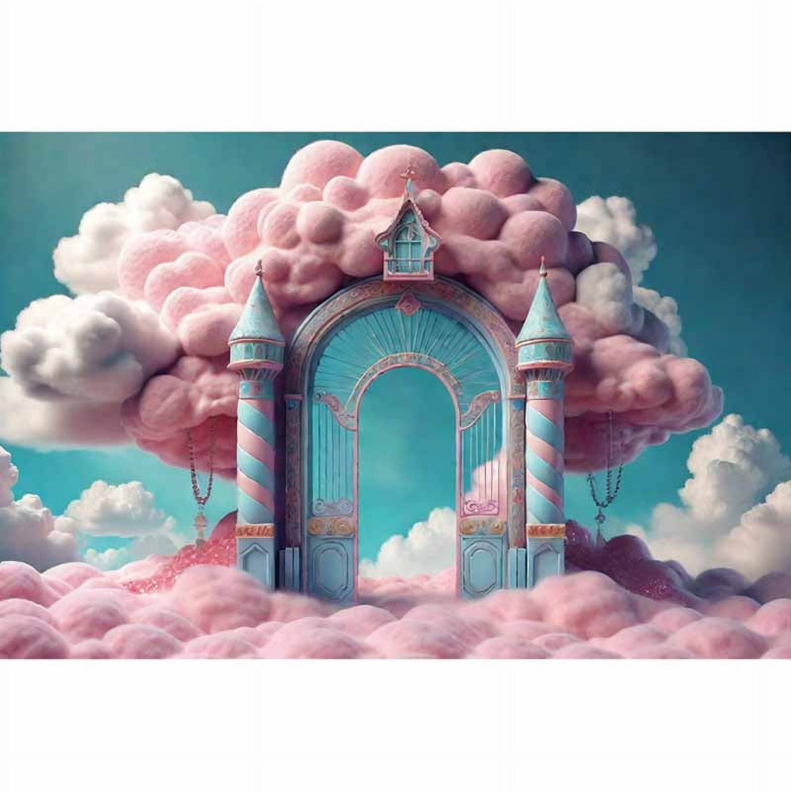Candyland Arch Castle First Birthday Backdrop Baby Shower Clouds Candy ...