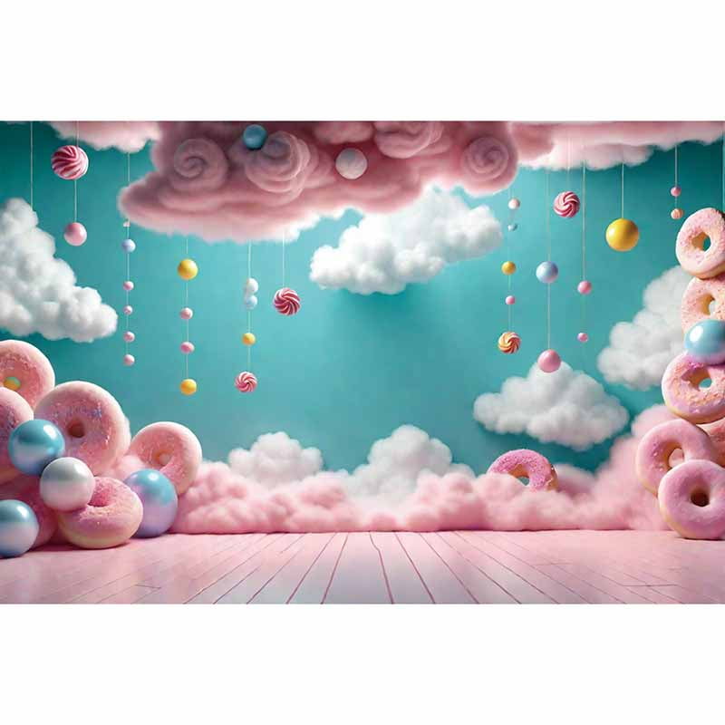 Candyland Arch Castle First Birthday Backdrop Baby Shower Clouds Candy ...