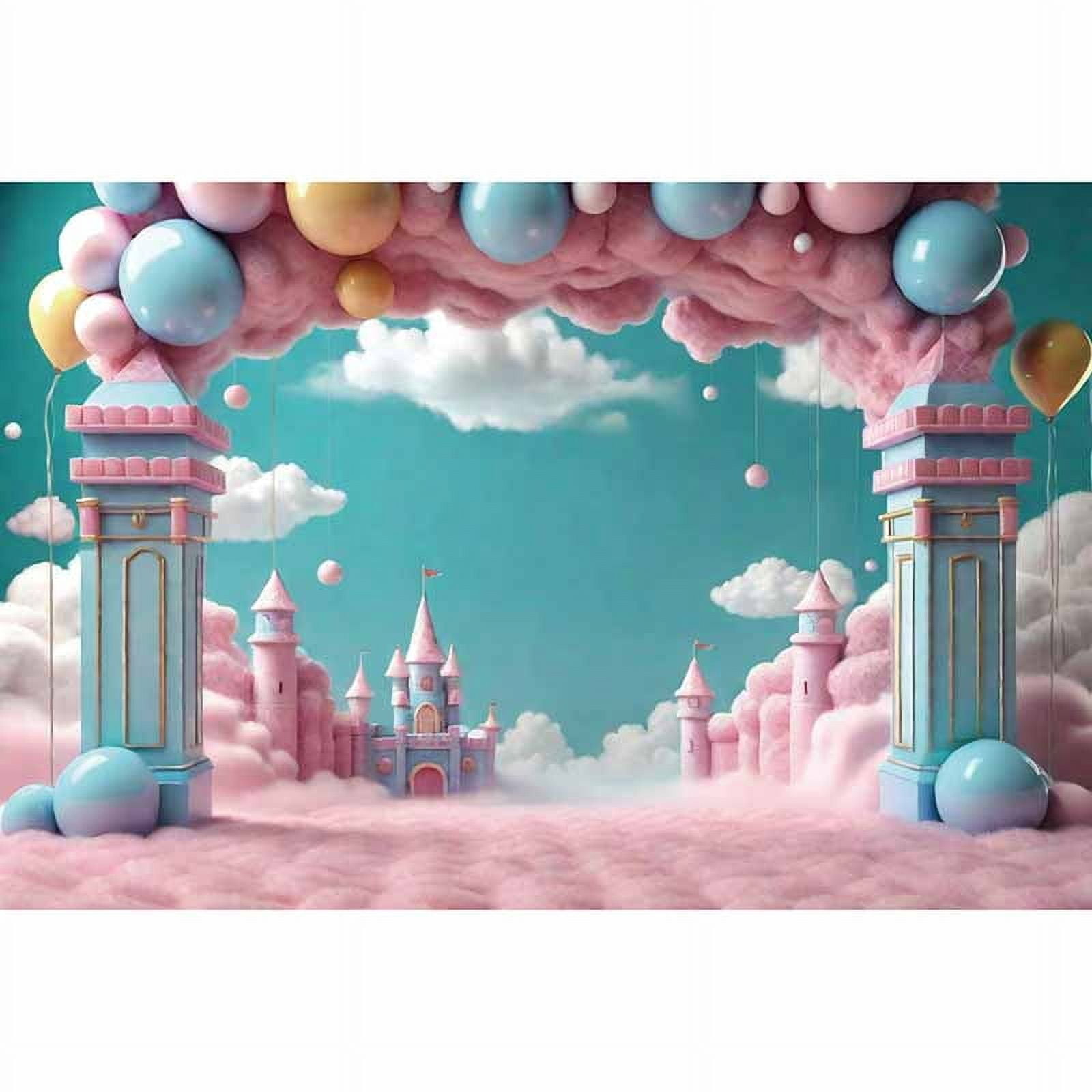 Candyland Arch Castle First Birthday Backdrop Baby Shower Clouds Candy ...