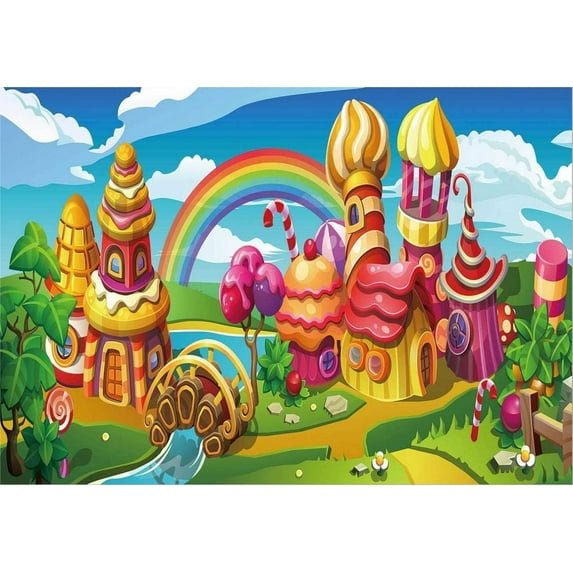 Candyland Backdrop Dessert Candy Castle Pink 1st First Birthday ...