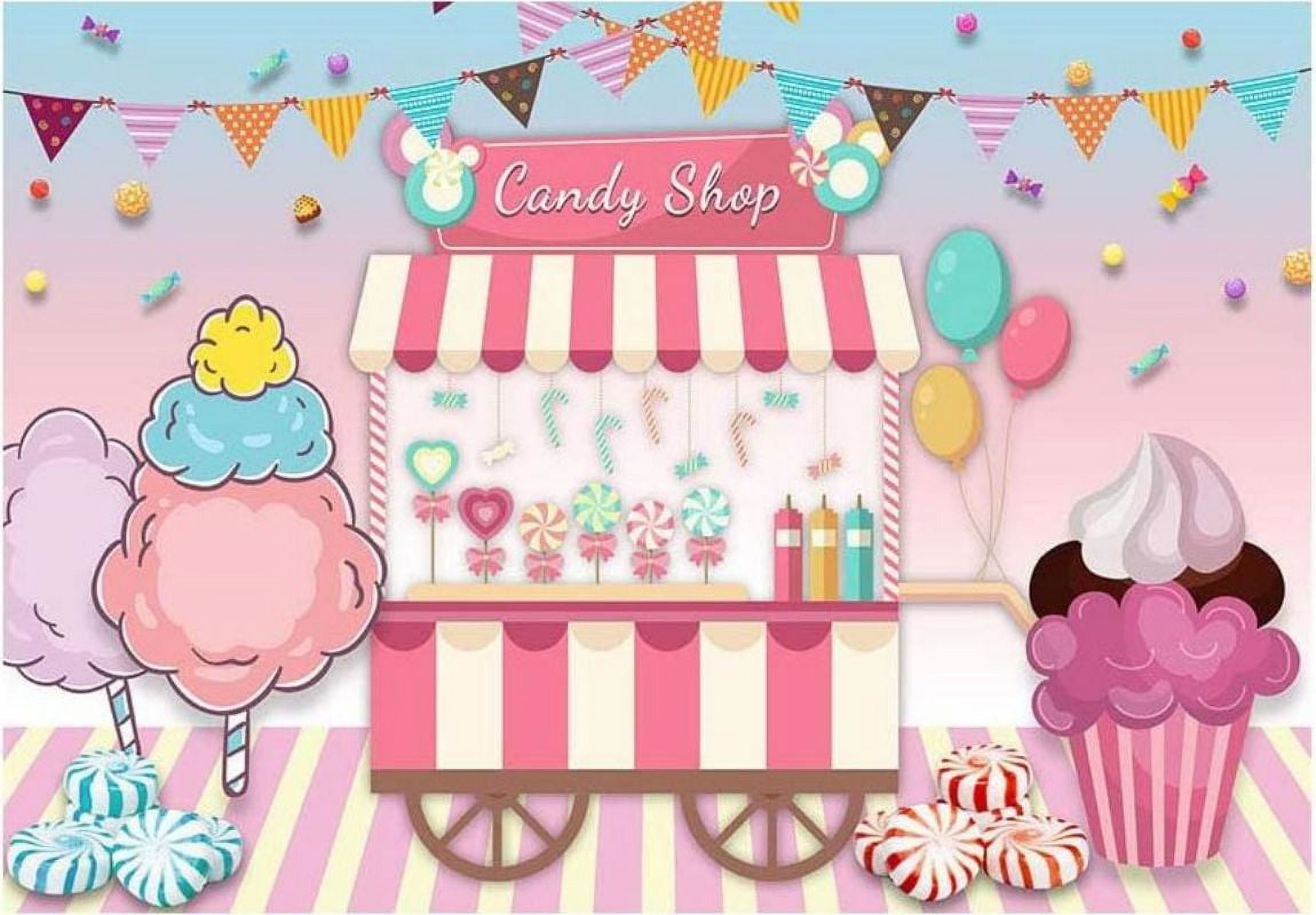 Candyland Backdrop Dessert Candy Castle Pink 1st First Birthday ...