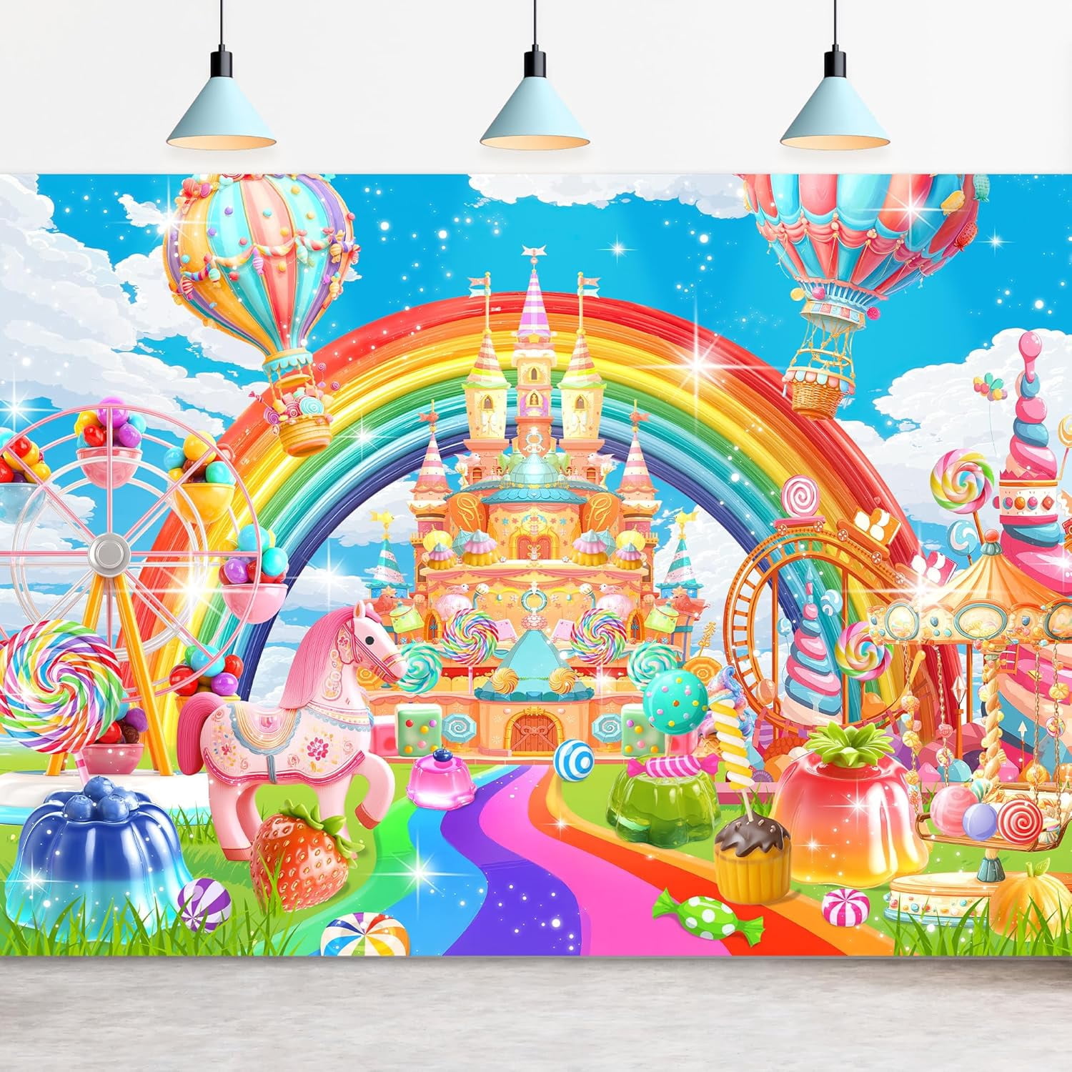 Candyland Backdrop Sweet Colorful Candy Castle Princess Photography ...