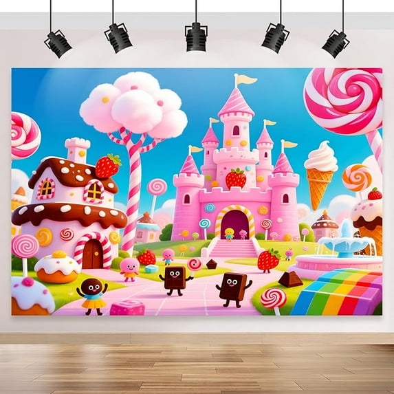 Candyland Birthday Backdrop Fantasy Sweet Candy Castle Photography ...
