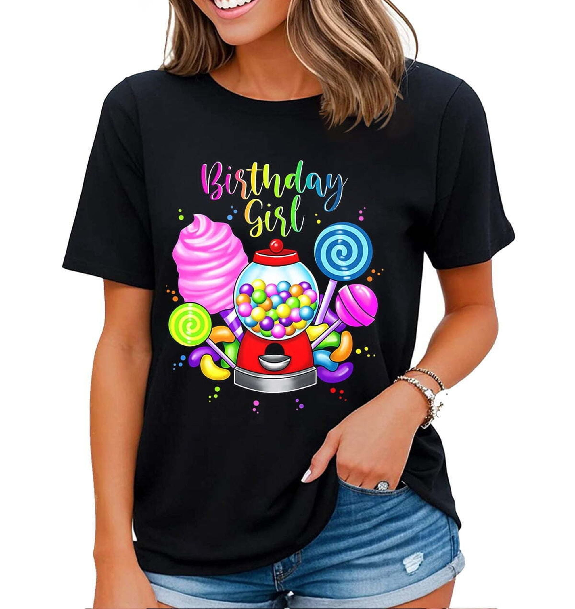 Candyland Birthday Bash Ladies' Premium Tee - Fun Party Top - Walmart.com
