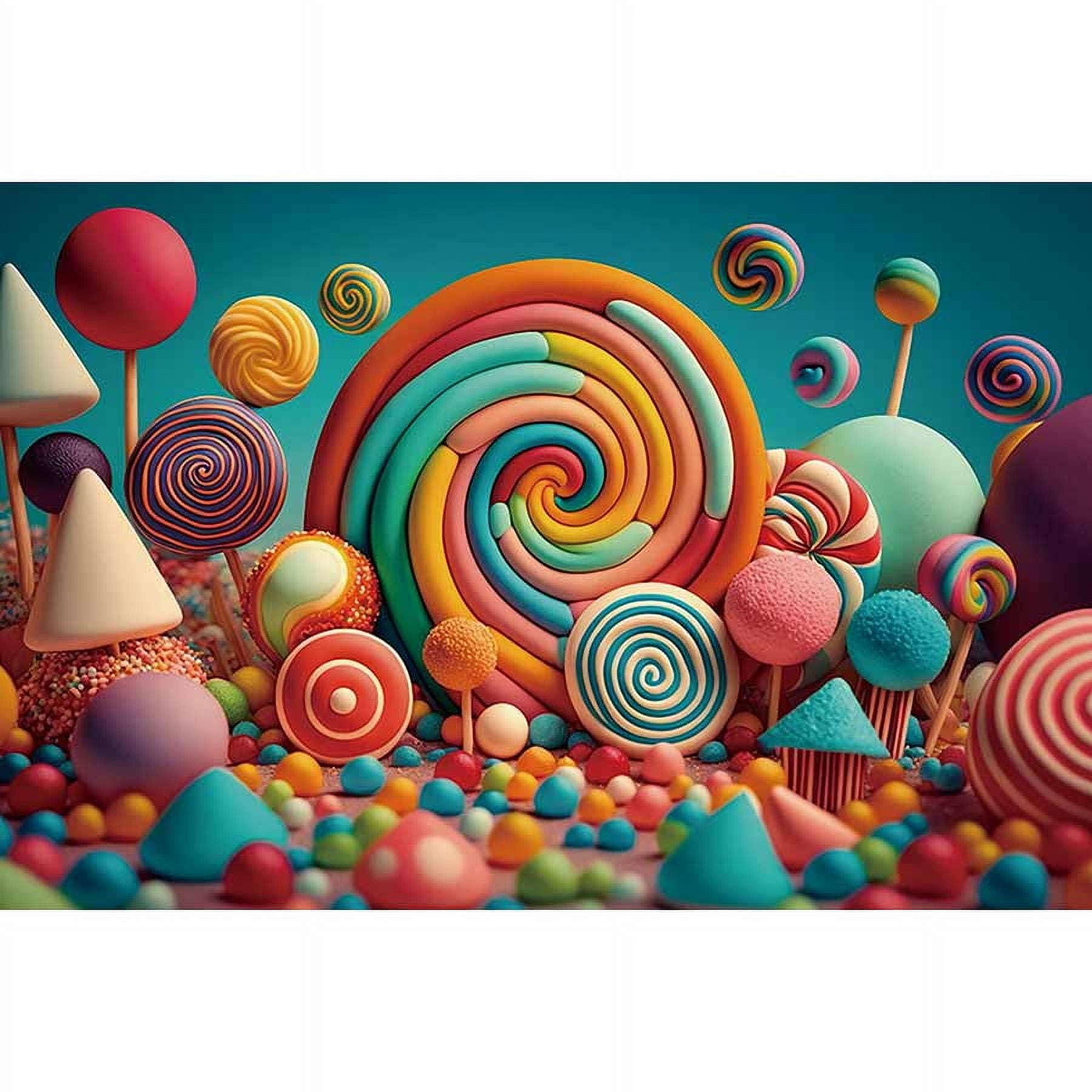 Candyland Candy Bar Birthday Photocall Backdrop Cake Lollipop Donut ...