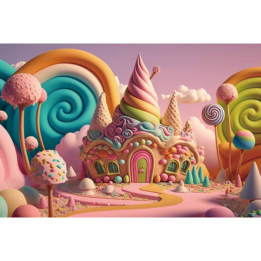 Candyland Candy Bar Birthday Photocall Backdrop Cake Lollipop Donut ...