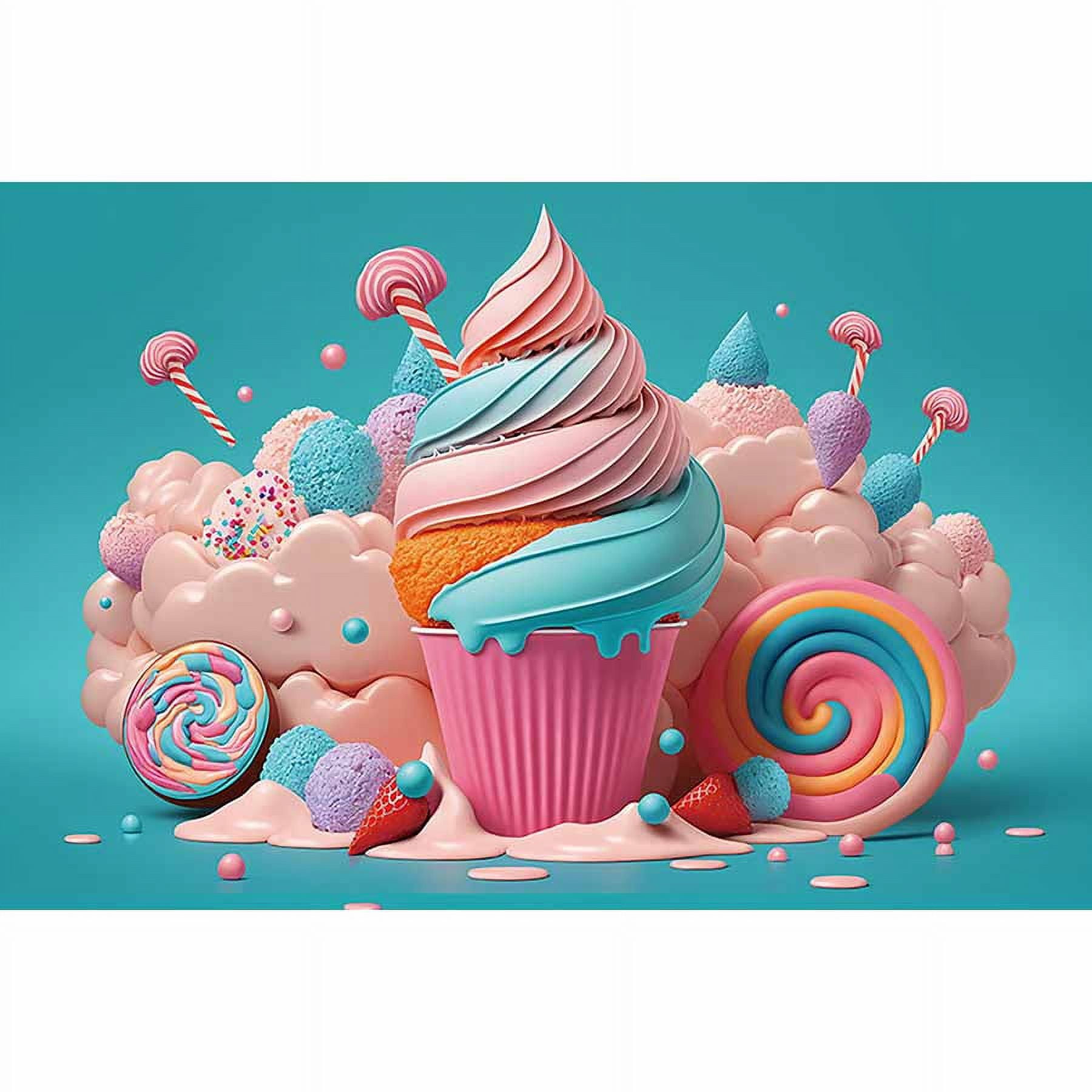 Candyland Candy Bar Birthday Photocall Backdrop Cake Lollipop Donut ...
