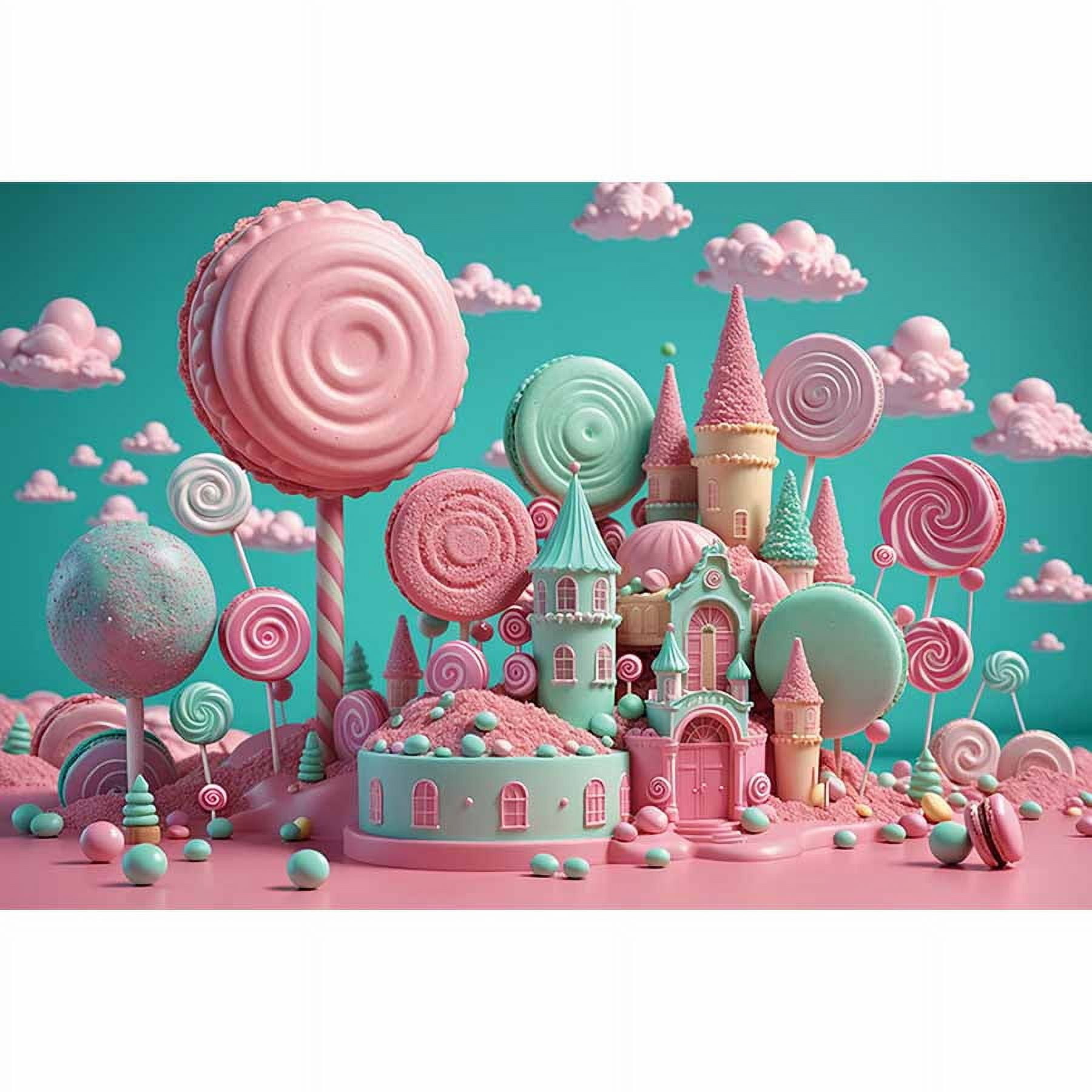 Candyland Candy Bar Birthday Photocall Backdrop Cake Lollipop Donut ...