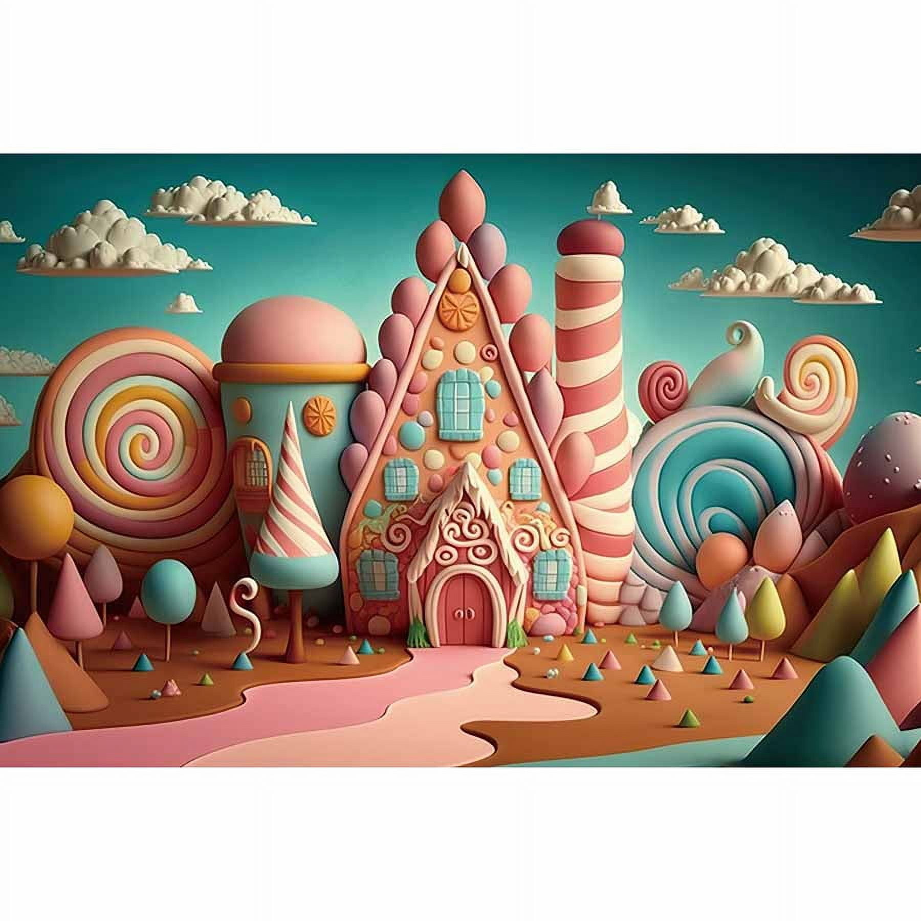 Candyland Candy Bar Birthday Photocall Backdrop Cake Lollipop Donut ...