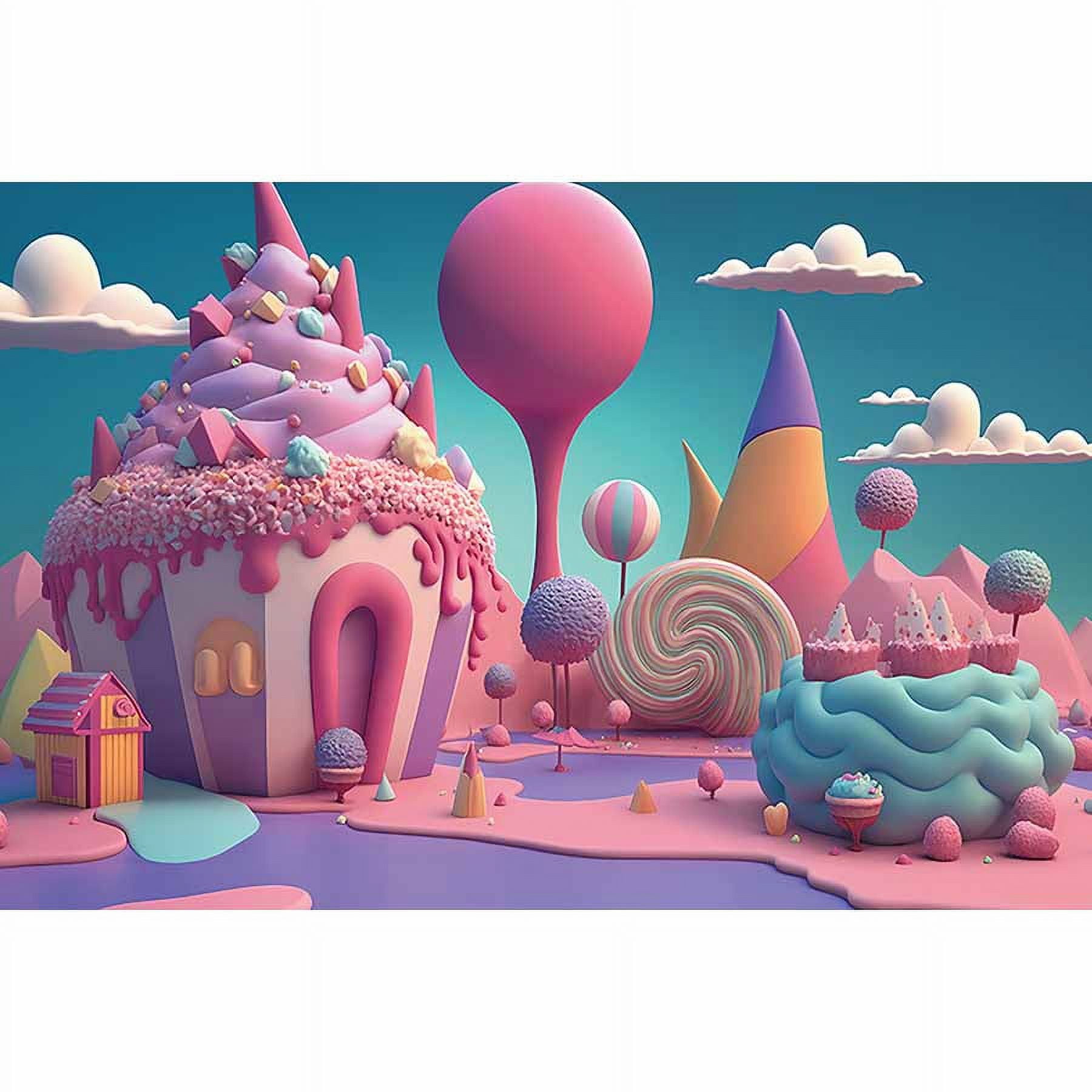 Candyland Candy Bar Birthday Photocall Backdrop Cake Lollipop Donut ...