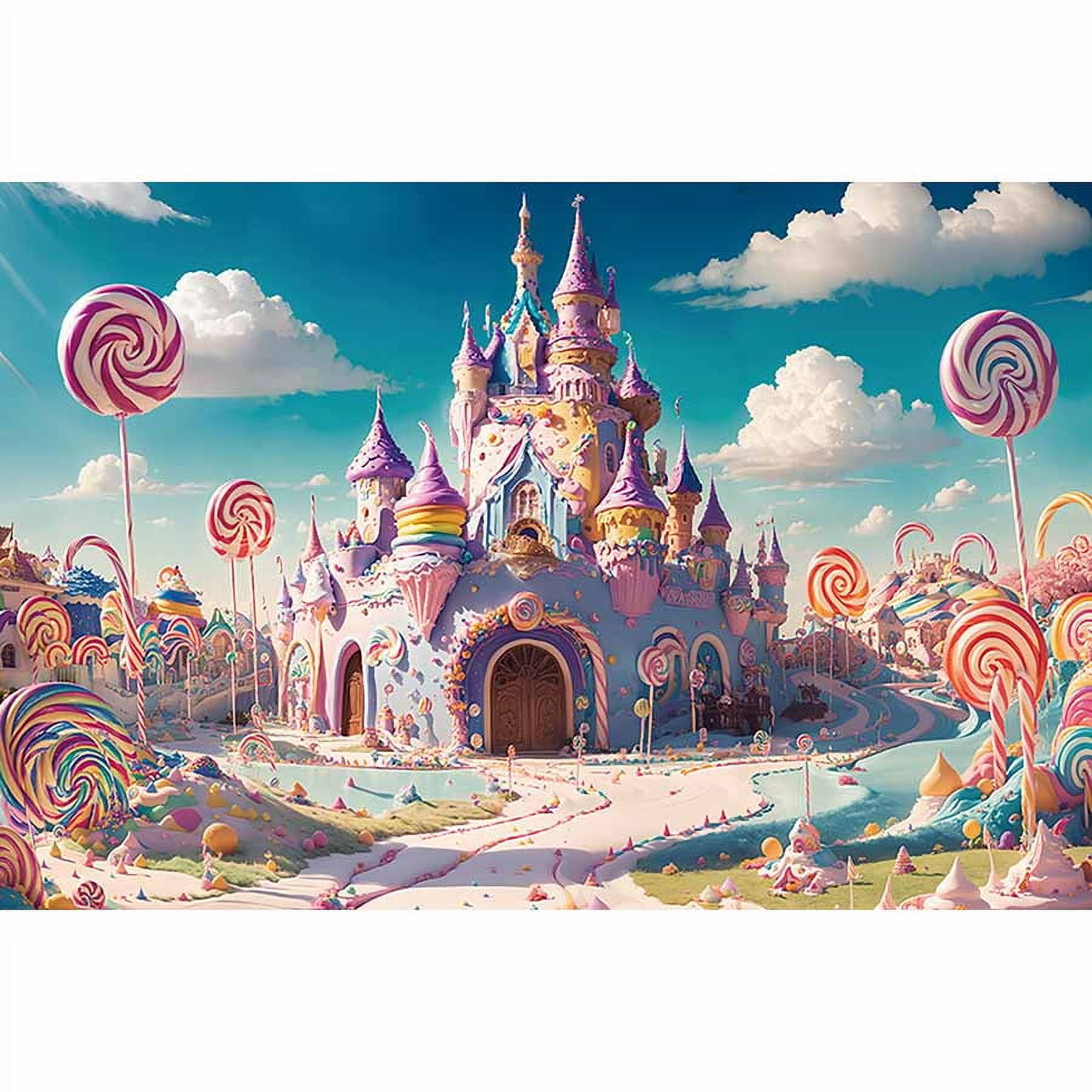 Candyland Candy Bar Birthday Photocall Backdrop Cake Lollipop Donut ...