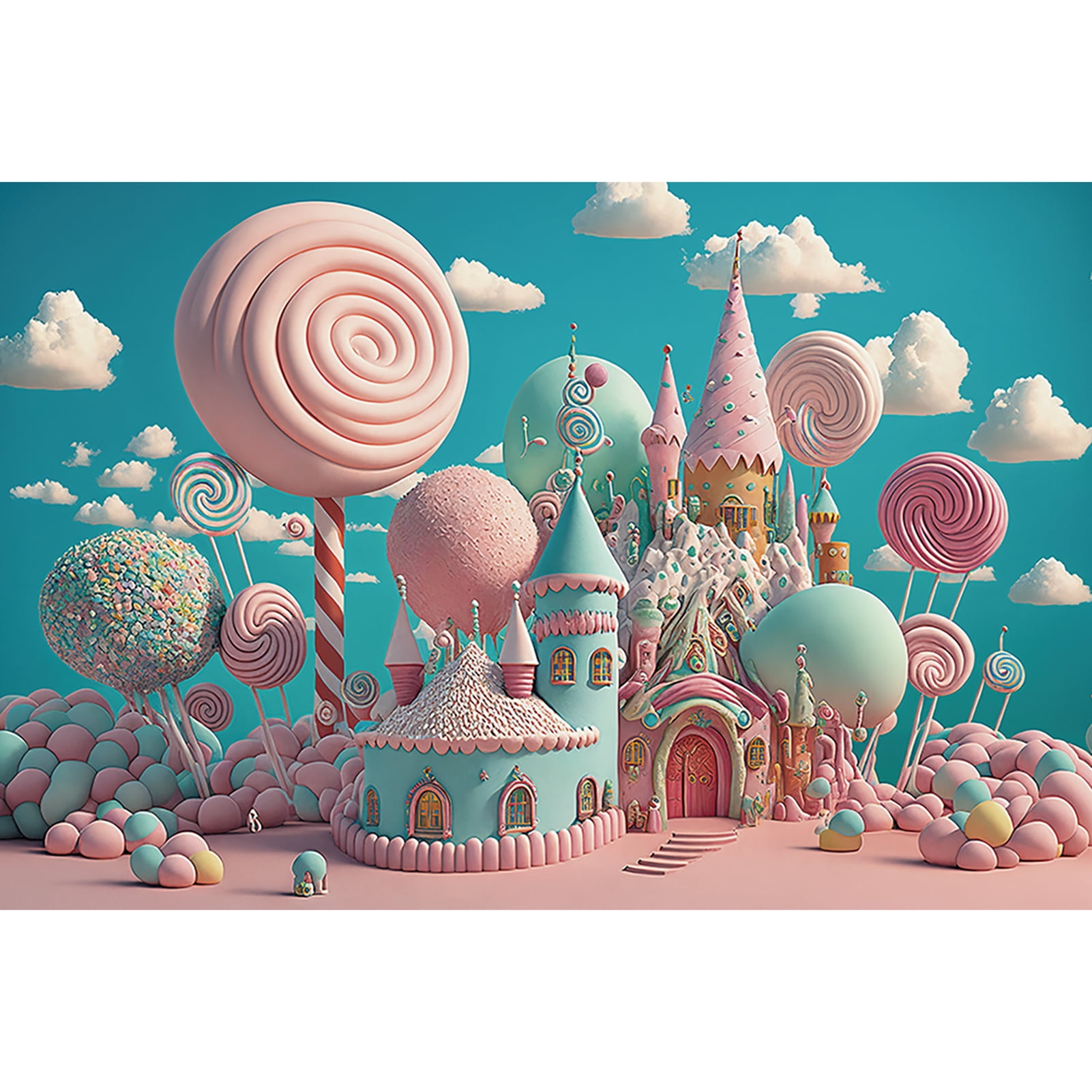 Candyland Candy Bar Birthday Photocall Backdrop Cake Lollipop Donut ...