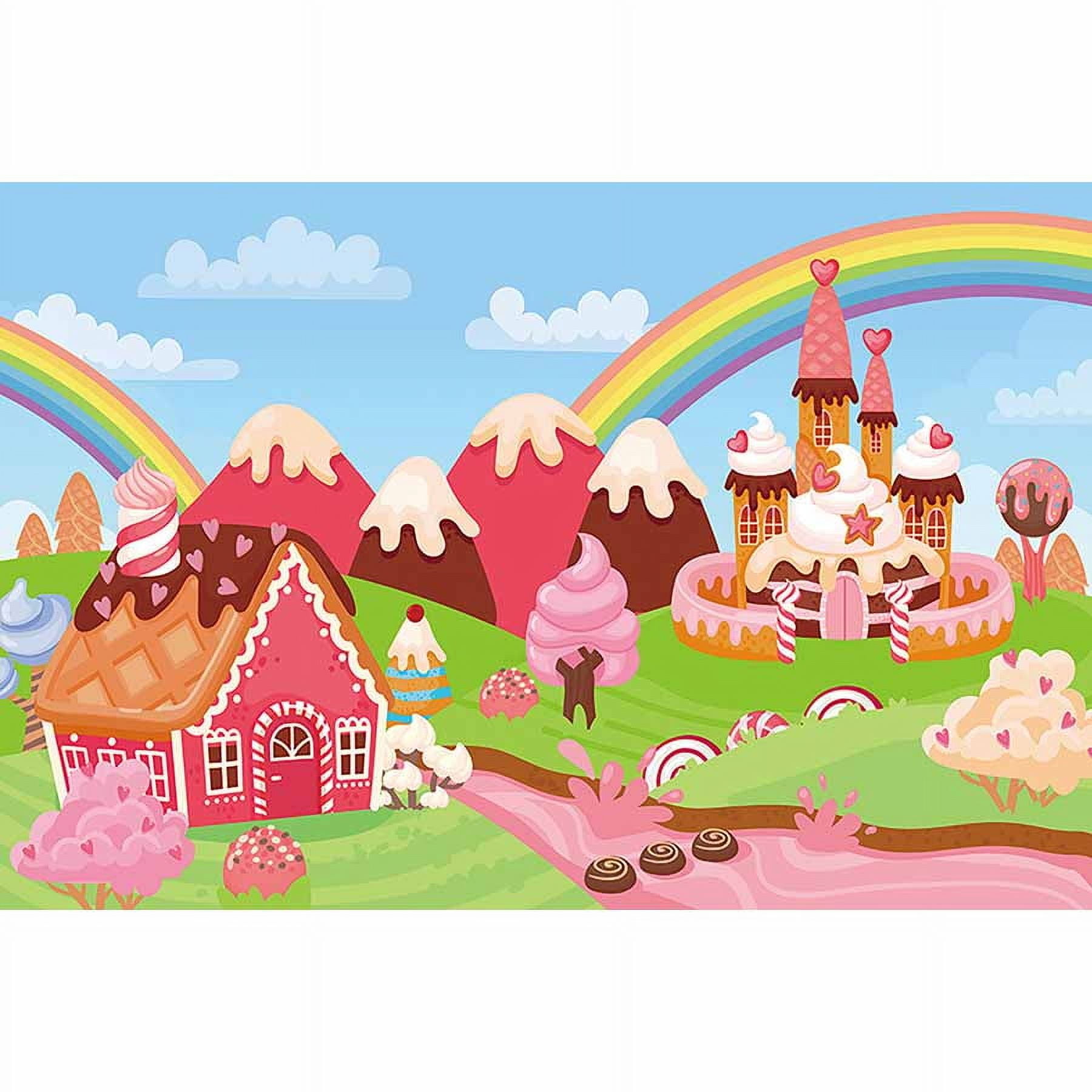 Candyland Candy Bar Birthday Photocall Backdrop Cake Lollipop Donut ...
