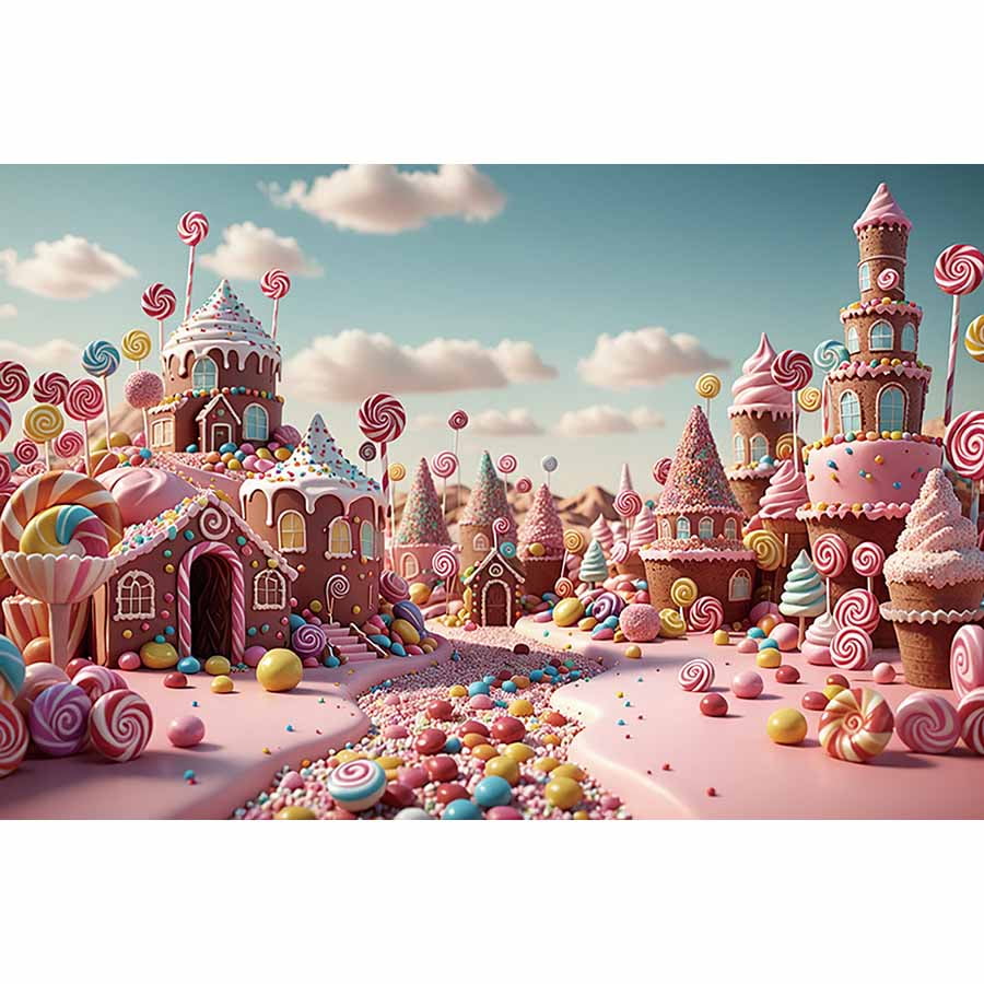 Candyland Candy Bar Birthday Photocall Backdrop Cake Lollipop Donut ...