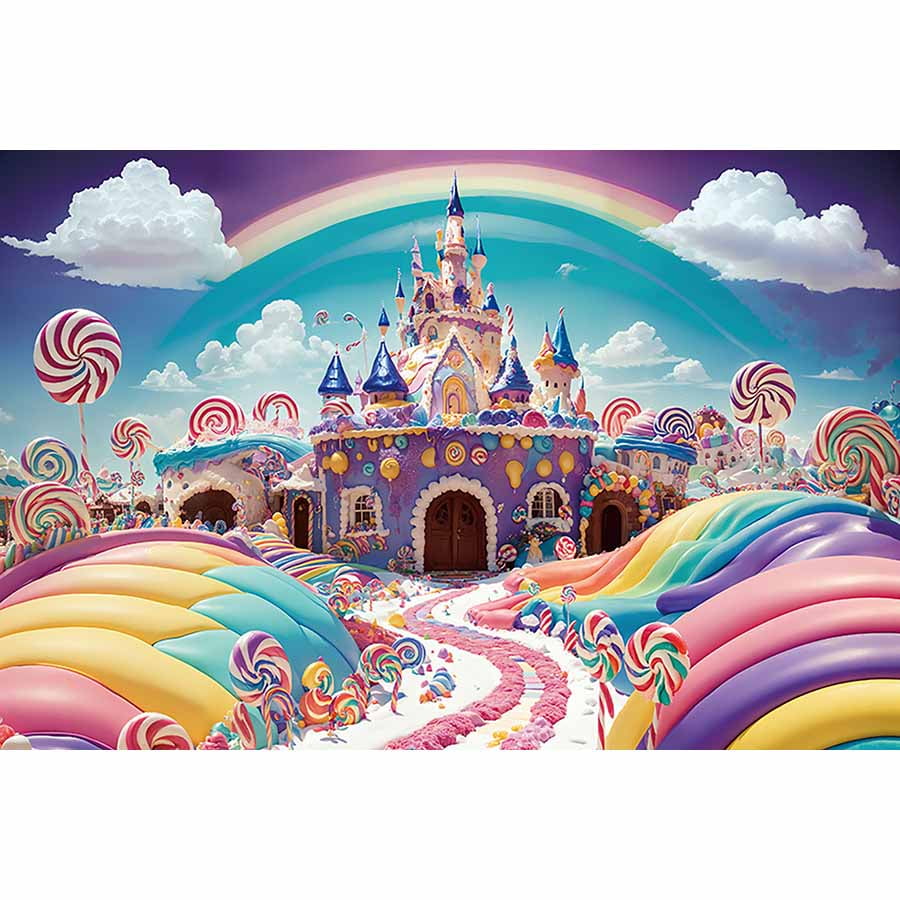 Candyland Candy Bar Birthday Photocall Backdrop Cake Lollipop Donut ...