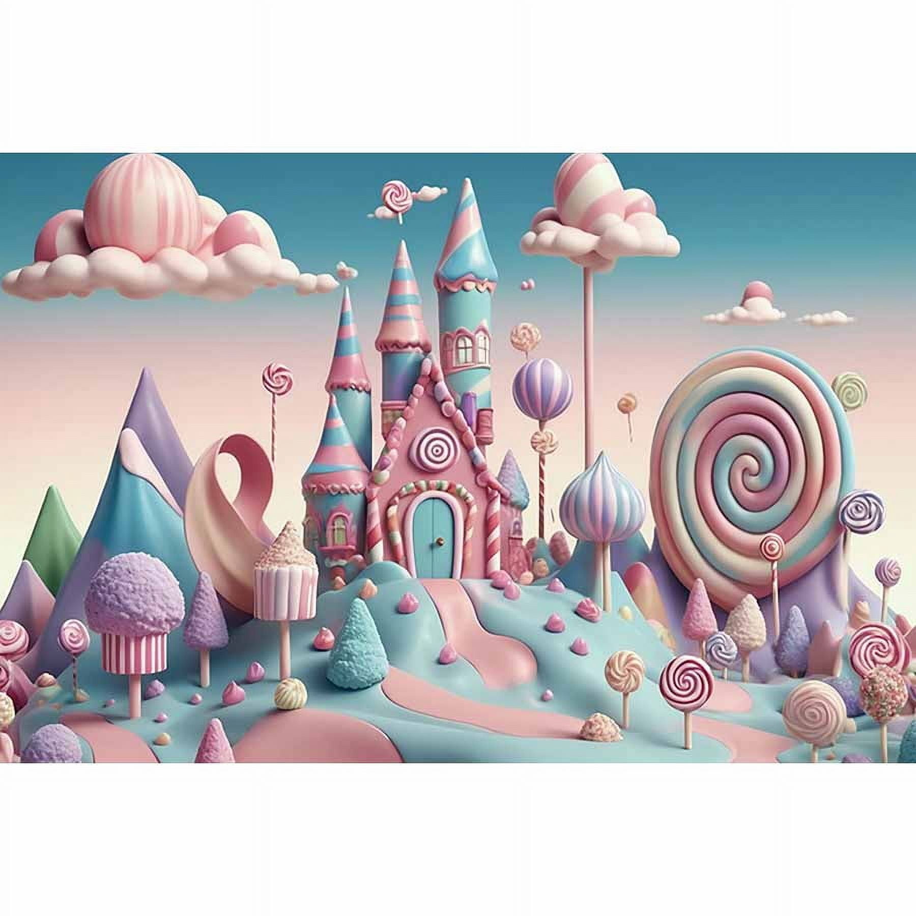 Candyland Candy Bar Birthday Photocall Backdrop Cake Lollipop Donut ...