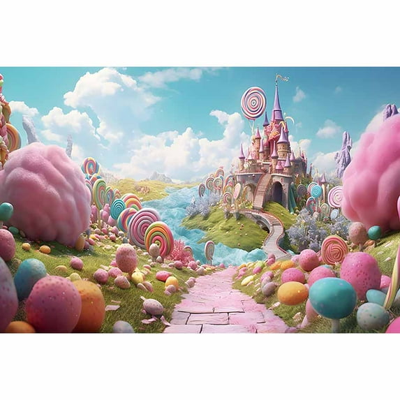 Candyland Candy Bar Birthday Photocall Backdrop Cake Lollipop Donut ...
