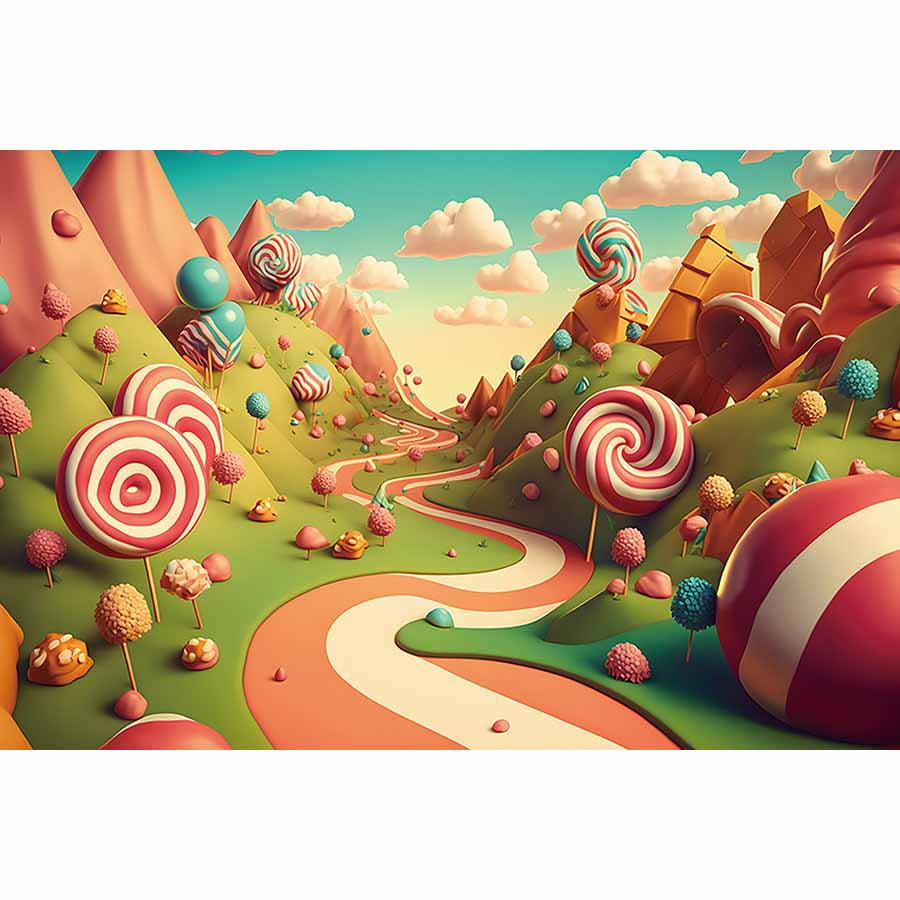 Candyland Candy Bar Birthday Photocall Backdrop Cake Lollipop Donut ...