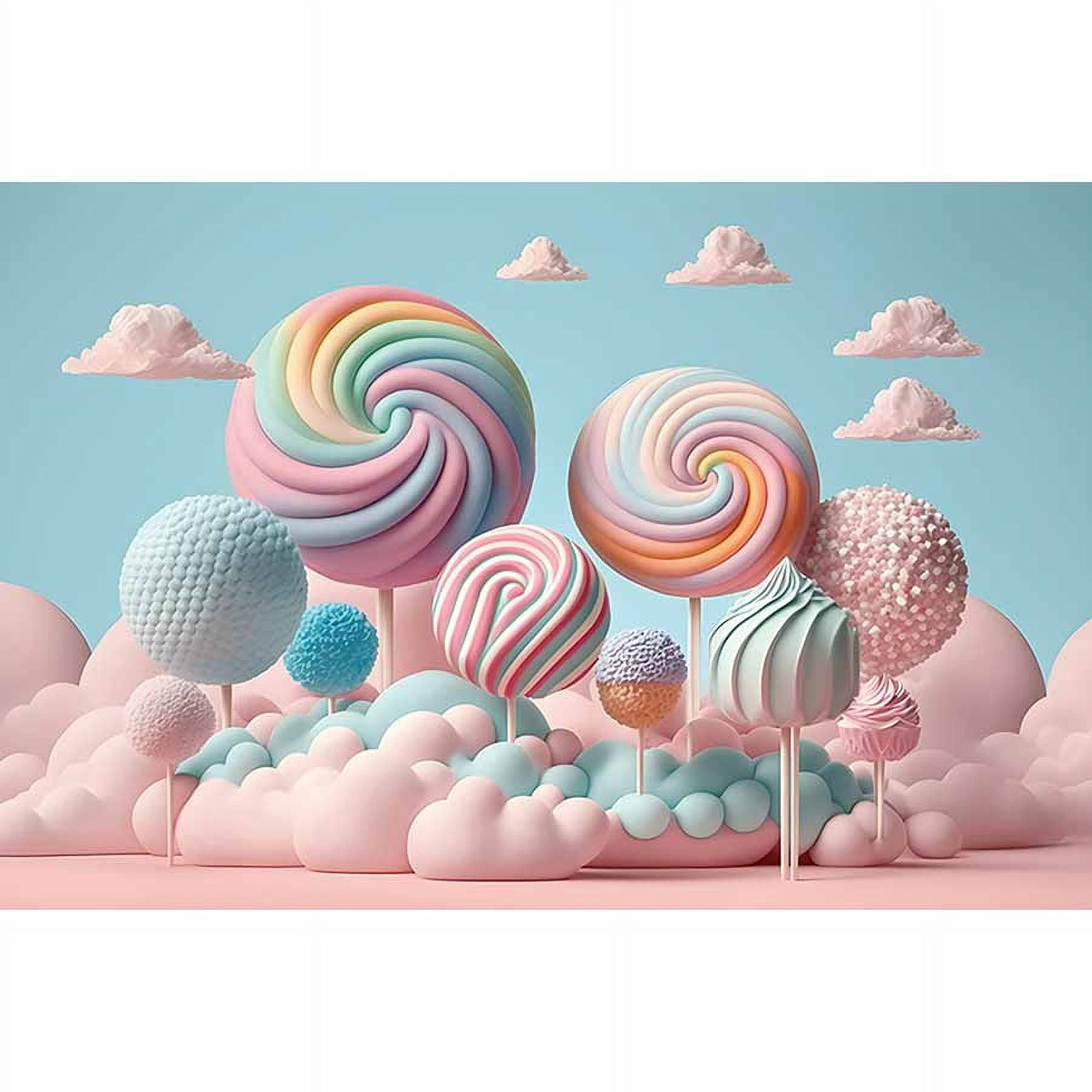 Candyland Candy Bar Birthday Photocall Backdrop Cake Lollipop Donut ...