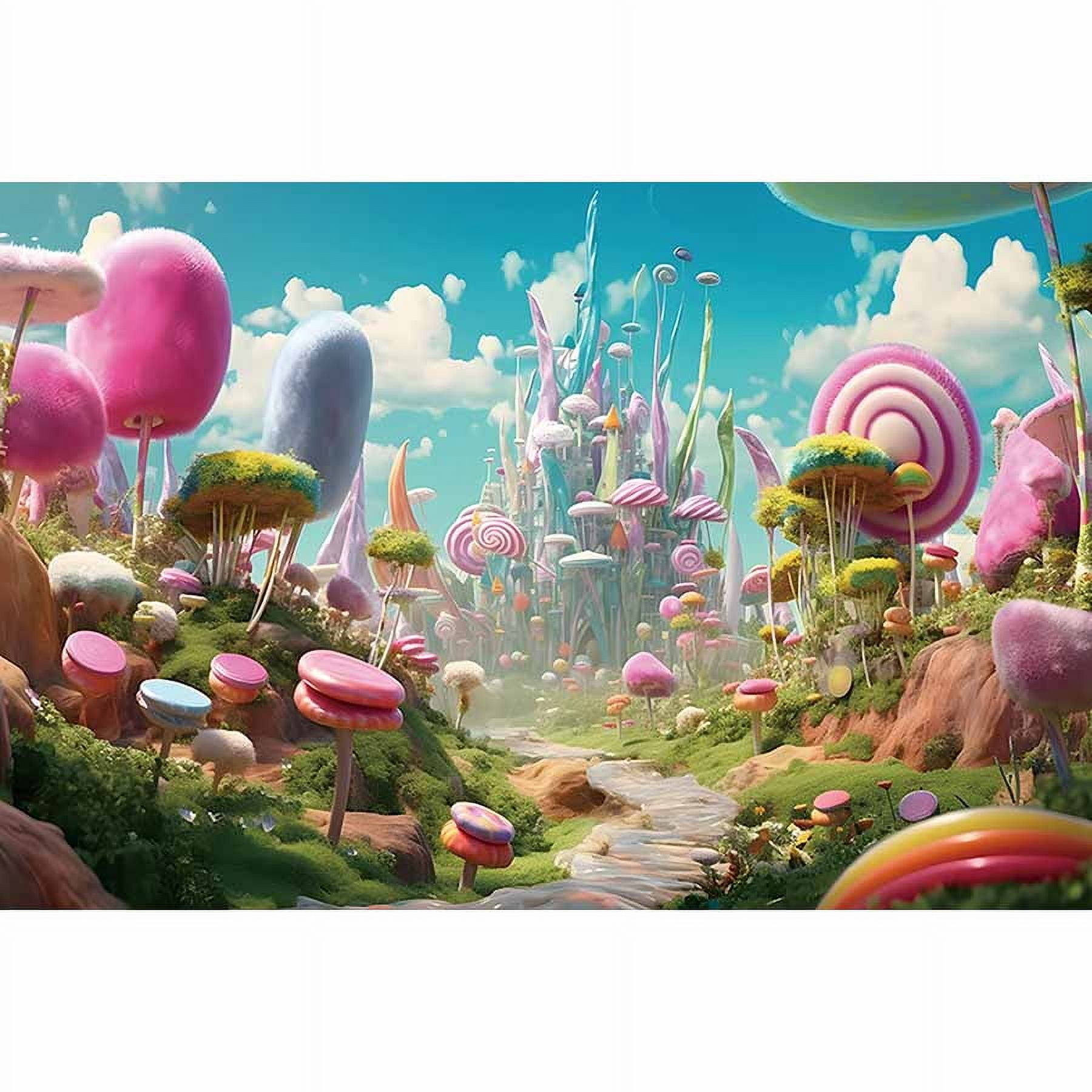 Candyland Candy Bar Birthday Photocall Backdrop Cake Lollipop Donut ...