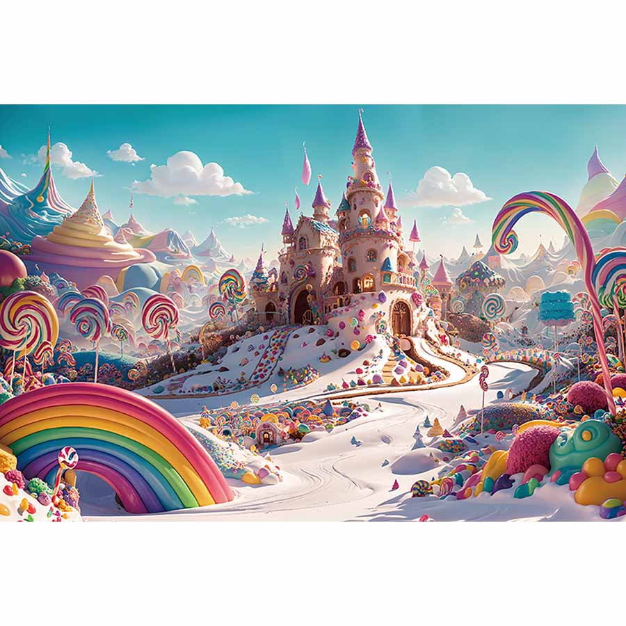 Candyland Candy Bar Birthday Photocall Backdrop Cake Lollipop Donut ...
