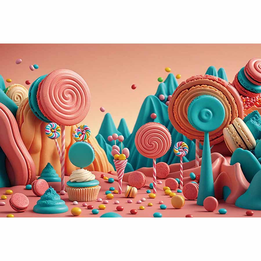 Candyland Candy Bar Lollipop Castle Background Baby Birthday Home ...